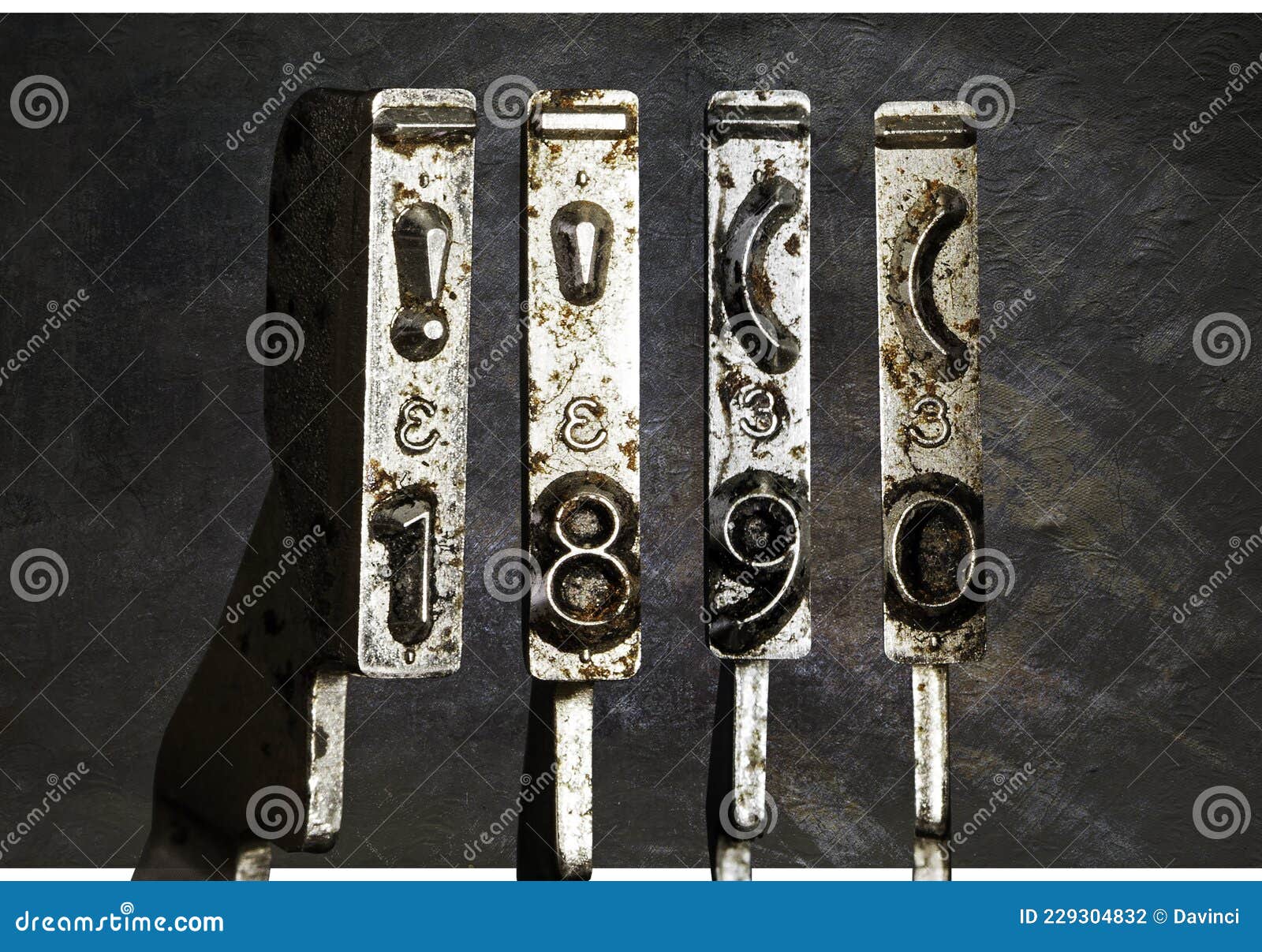 Vintage Old Typewriter Hammers with the Date 1890 Stock Photo - Image ...