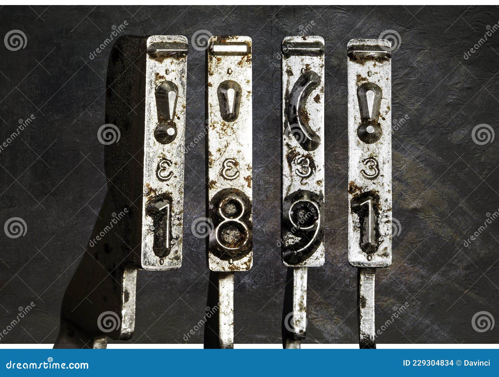Vintage Old Typewriter Hammers with the Date 1891 Stock Photo - Image ...