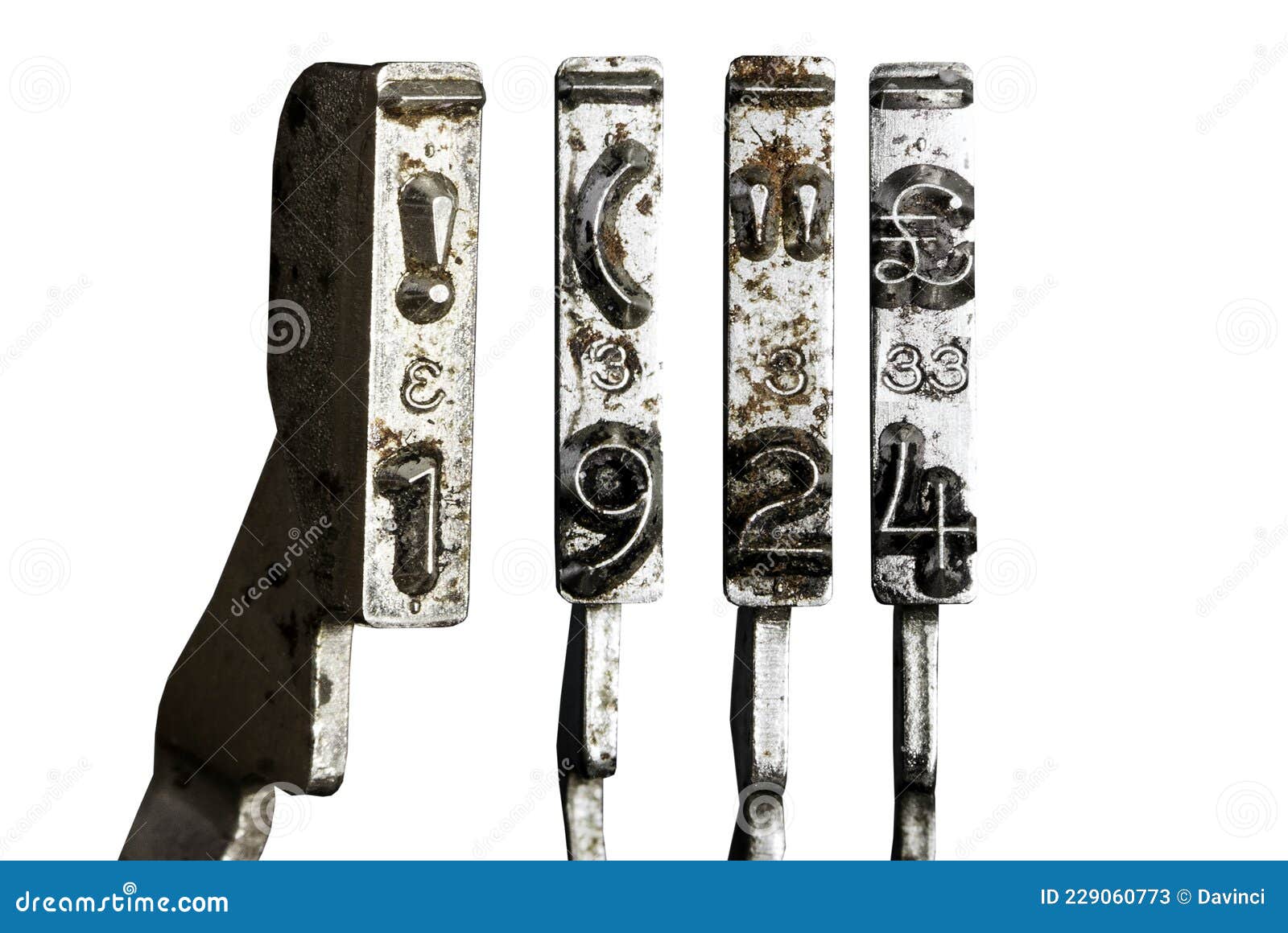 Vintage Old Typewriter Hammers with the Date 1924 Isolated Stock Image ...
