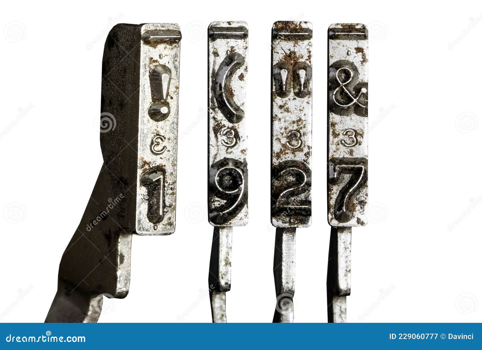 Vintage Old Typewriter Hammers with the Date 1927 Isolated Stock Image ...