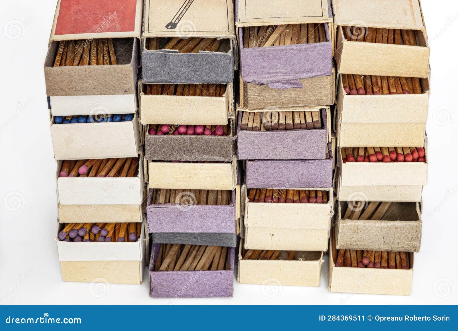 Vintage Old Used Matchboxes Stacked Stock Image - Image of pack, object ...
