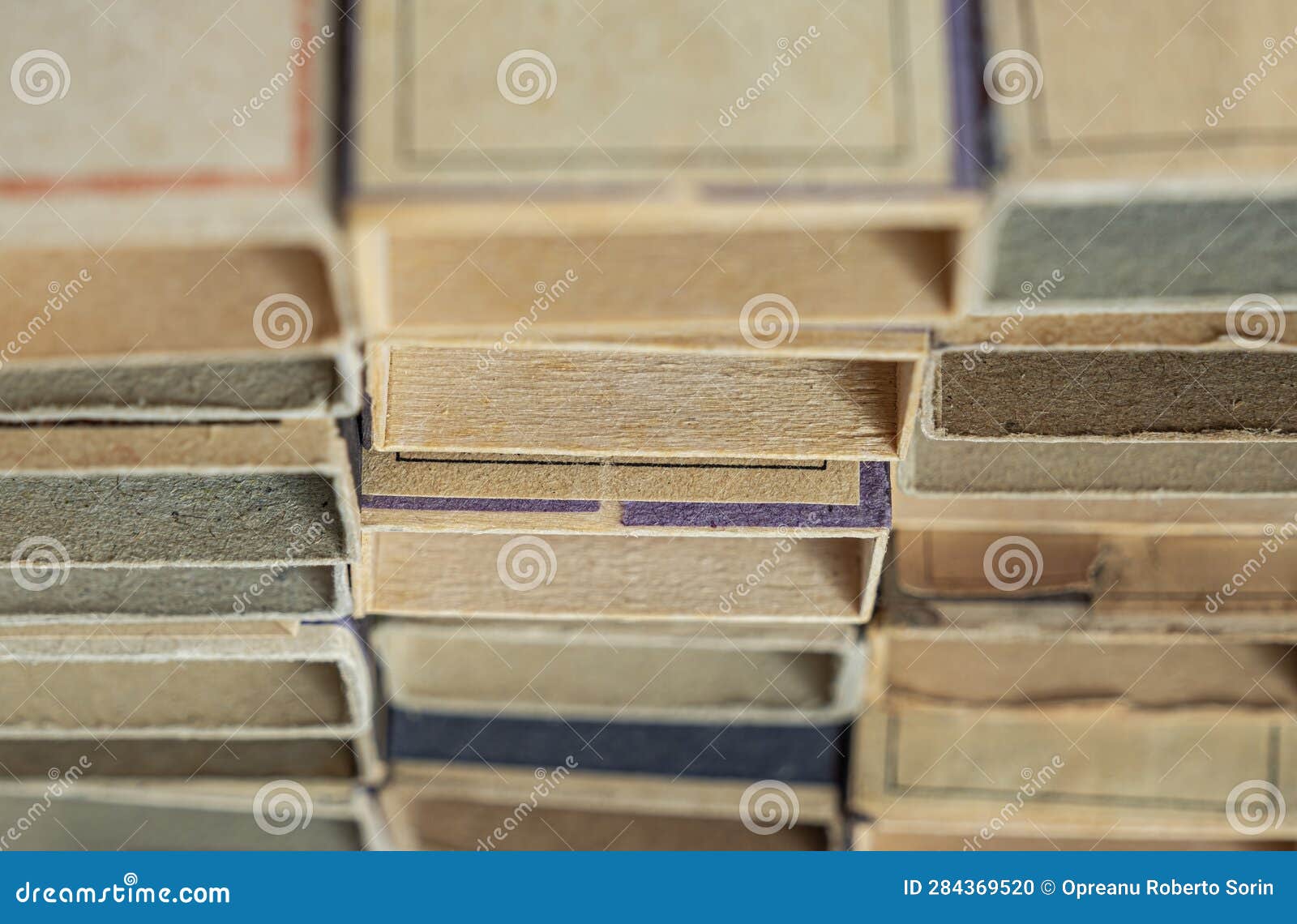 Vintage Old Used Matchboxes Stacked Stock Photo - Image of pack ...