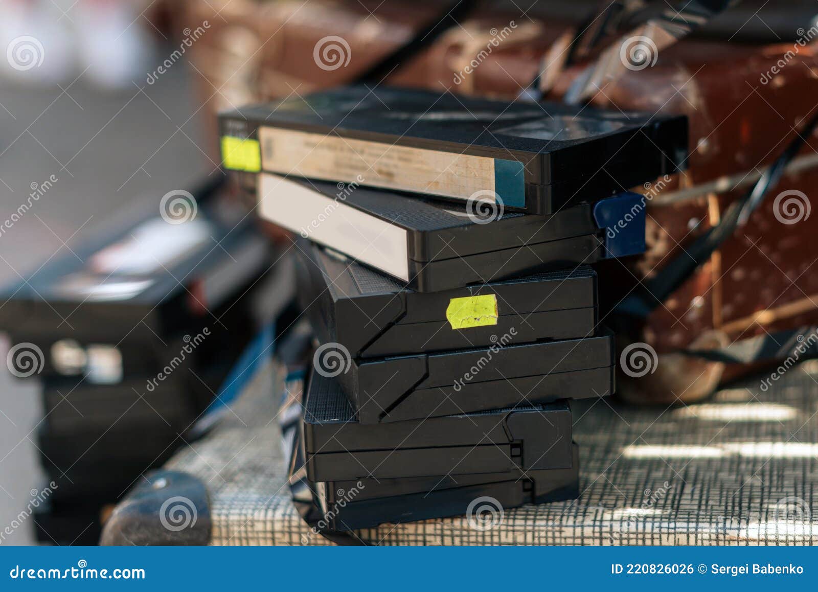 Vintage Old Videotapes VHS in a Stack Lie on the TV Stock Photo - Image ...
