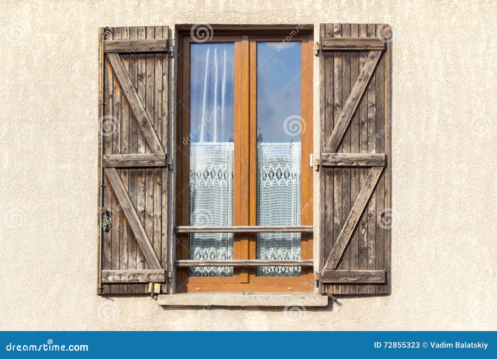 Vintage Old Window with Wooden Shutters Stock Image - Image of design ...