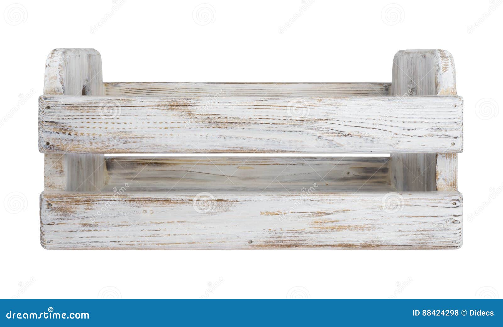 Vintage Old Wooden Box Isolated on White Background, Side View Stock ...