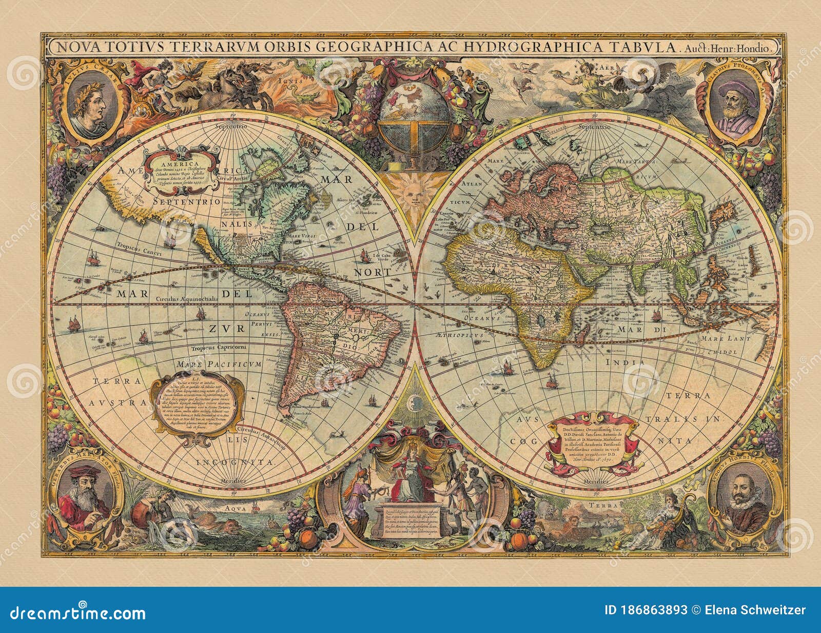 Vintage Old World Map Stock Image | CartoonDealer.com #186863893