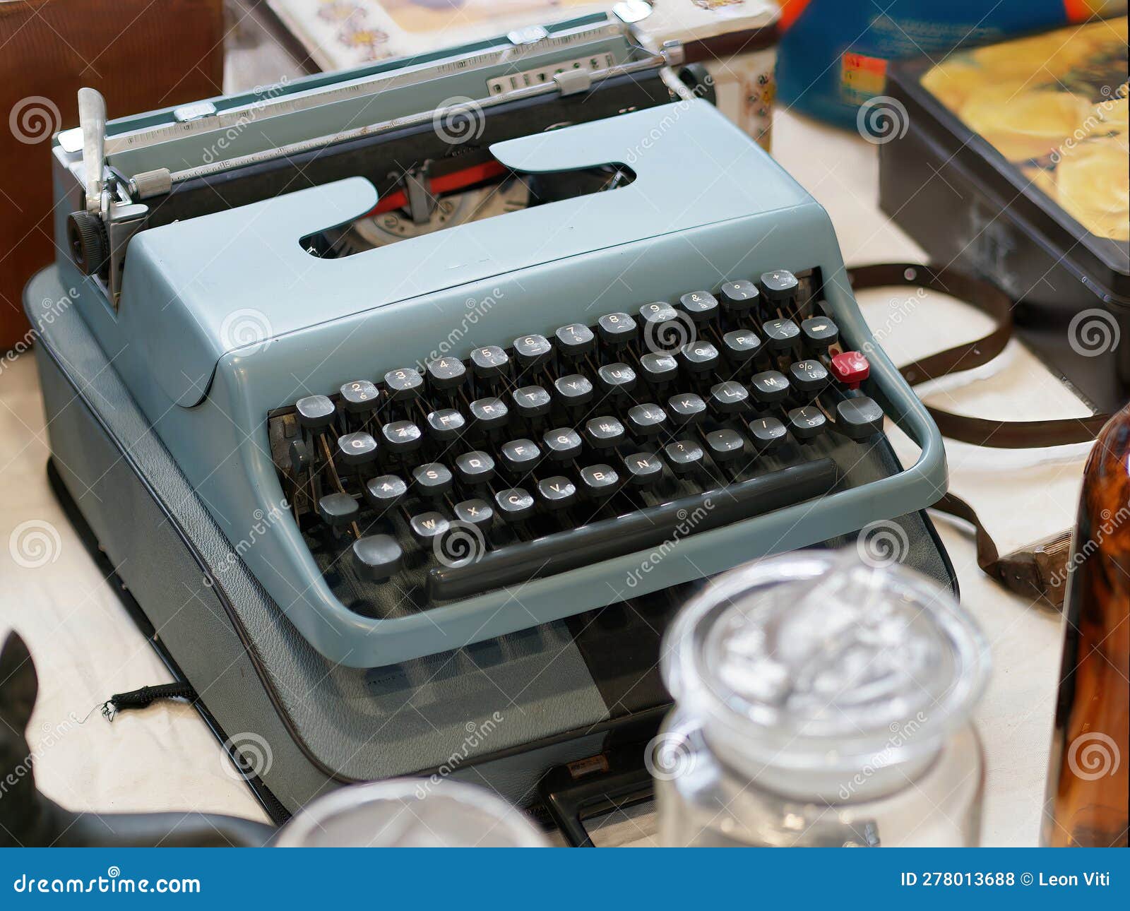 Vintage Old Writing Machine in a Market Stock Photo - Image of ...