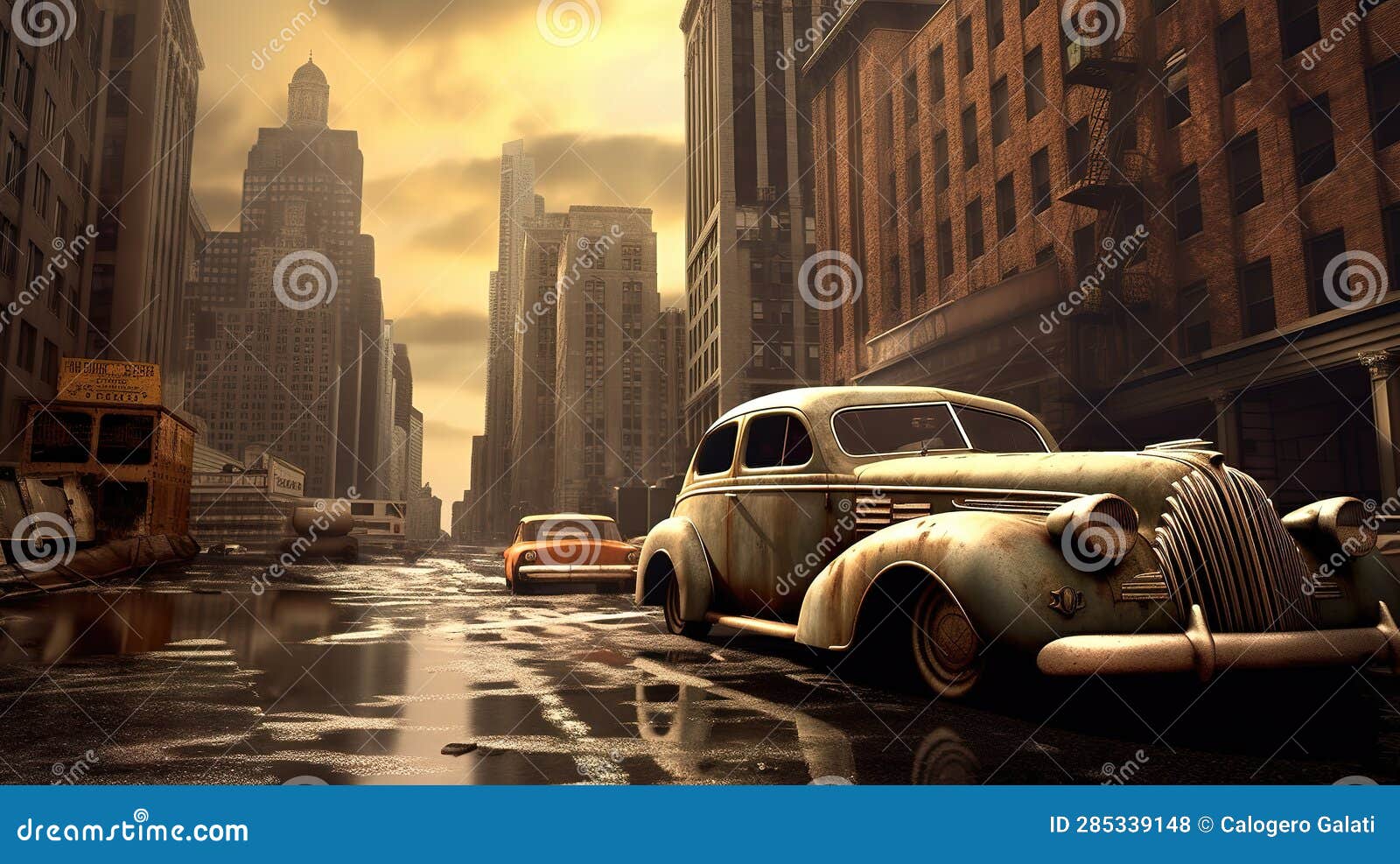 A Vintage Oldtimer Illustration Back In Time, Ai Generated Image ...