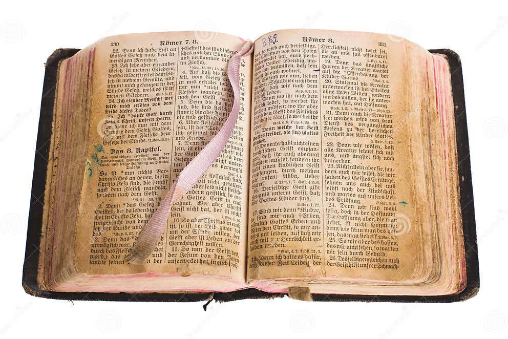 Vintage Open Bible Isolated with Cliping Path. Stock Photo - Image of ...