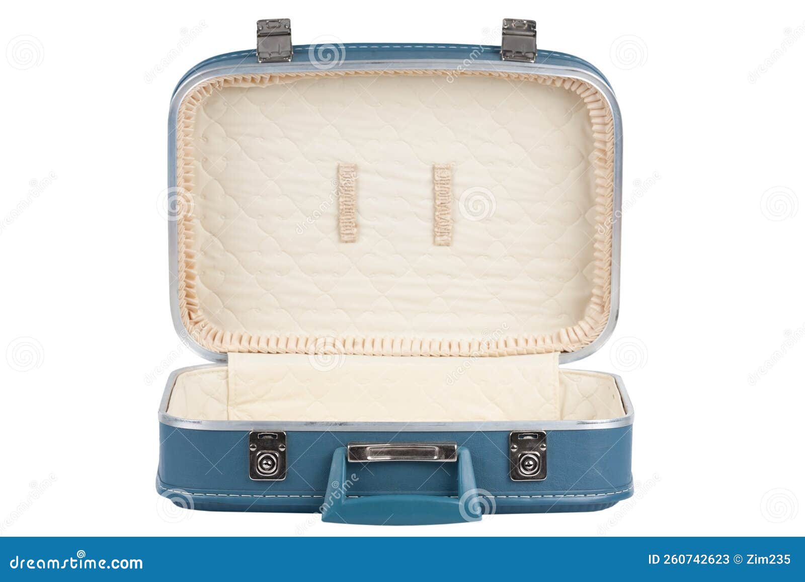 Vintage Open Blue Suitcase Isolated on White Background Stock Image ...