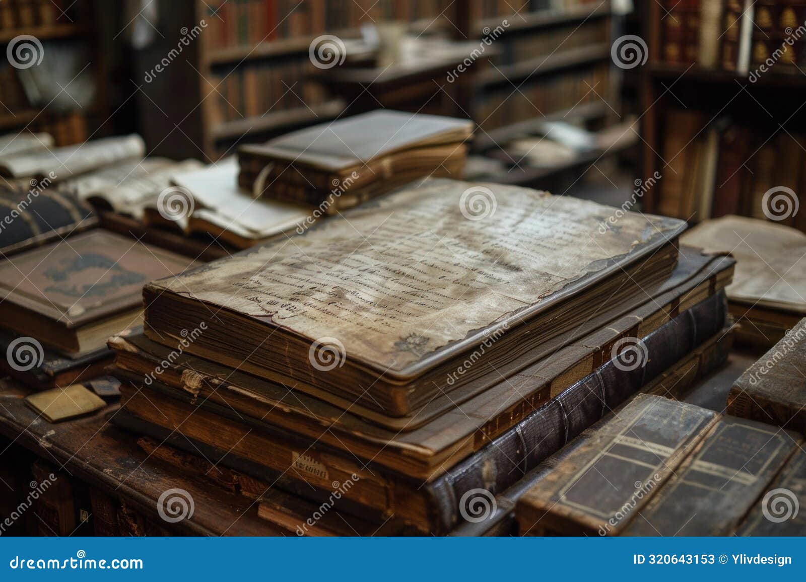 Antique Books in Classical Library Setting Stock Image - Image of ...