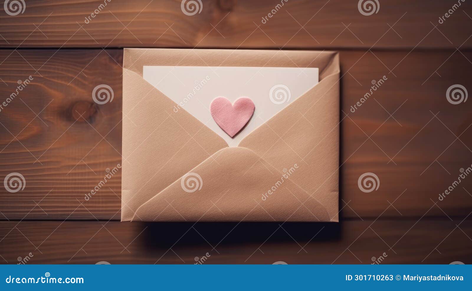 Vintage Open White Envelope with a Heart on the Table. Romantic Details ...