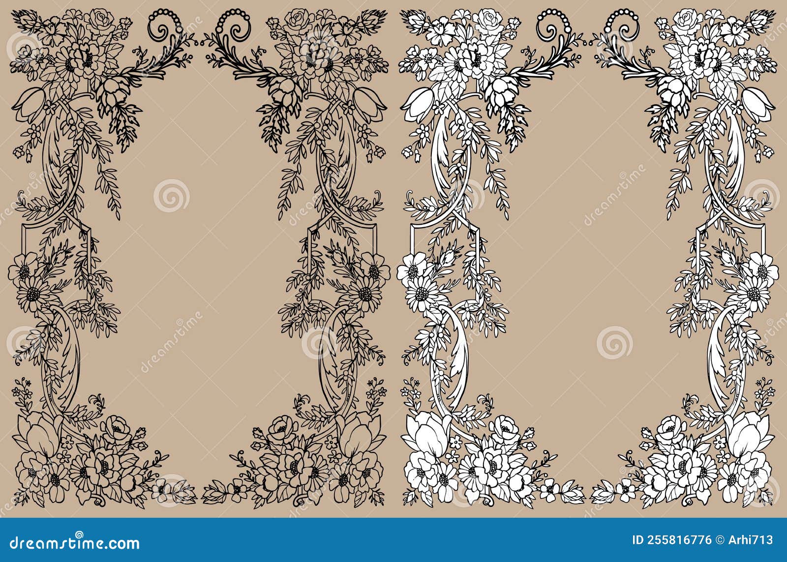 Vintage Openwork Flower Frame Vertical Spring Card Vector. Stock Vector ...