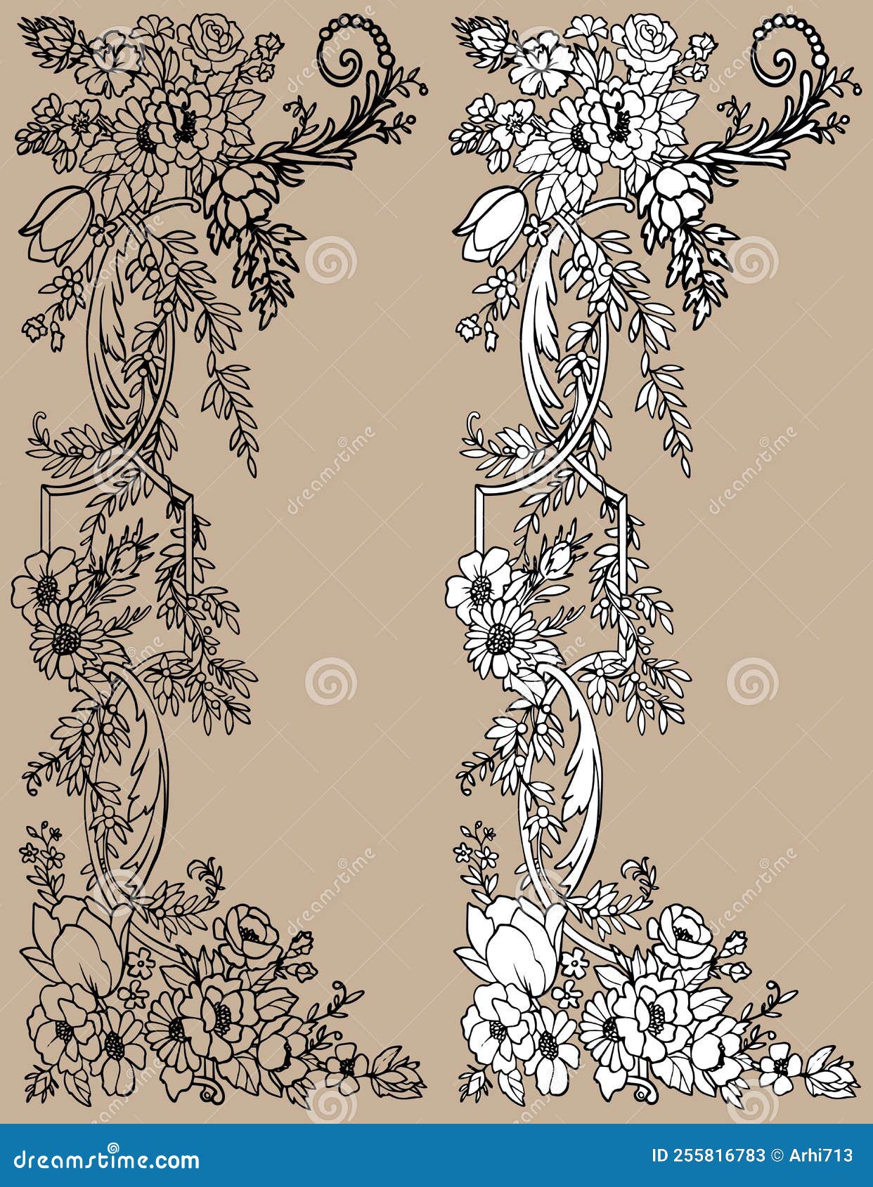 Vintage Openwork Flower Frame Vertical Spring Card Vector. Stock Vector ...