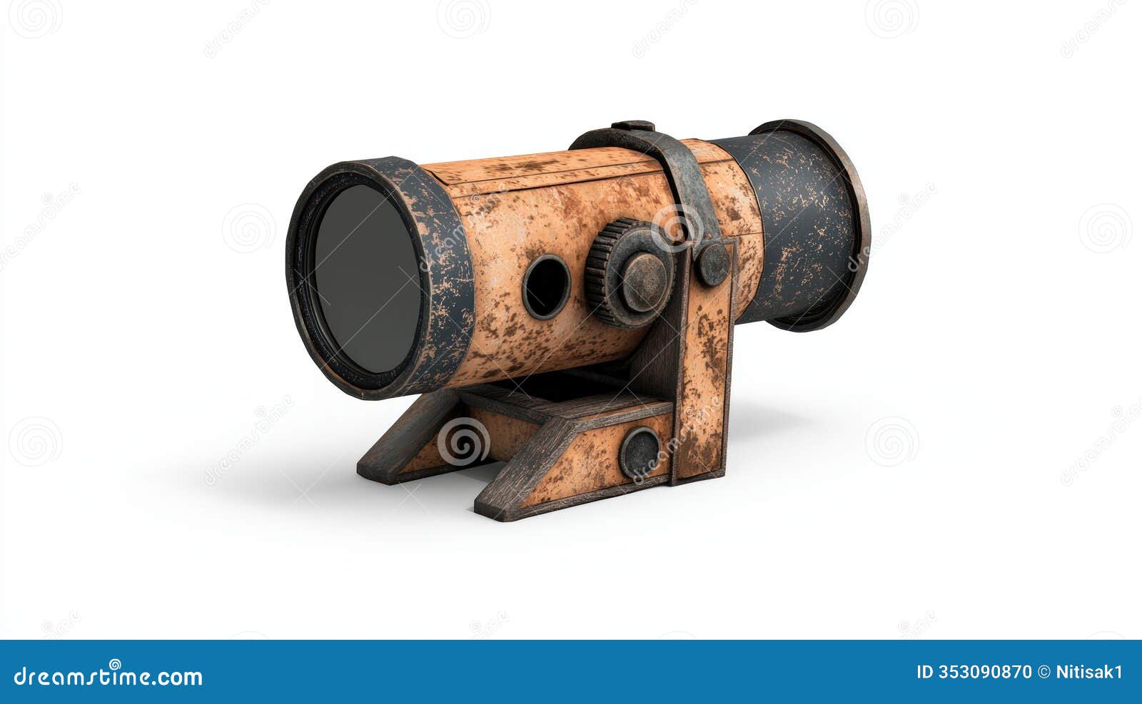 Vintage Optical Scope with Worn Texture and Rustic Design Isolated on ...