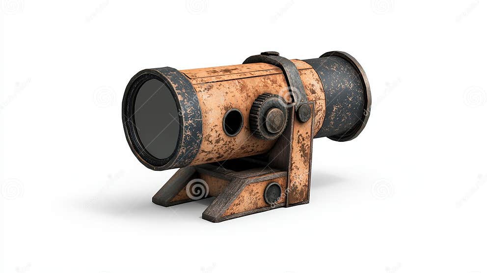 Vintage Optical Scope with Worn Texture and Rustic Design Isolated on ...