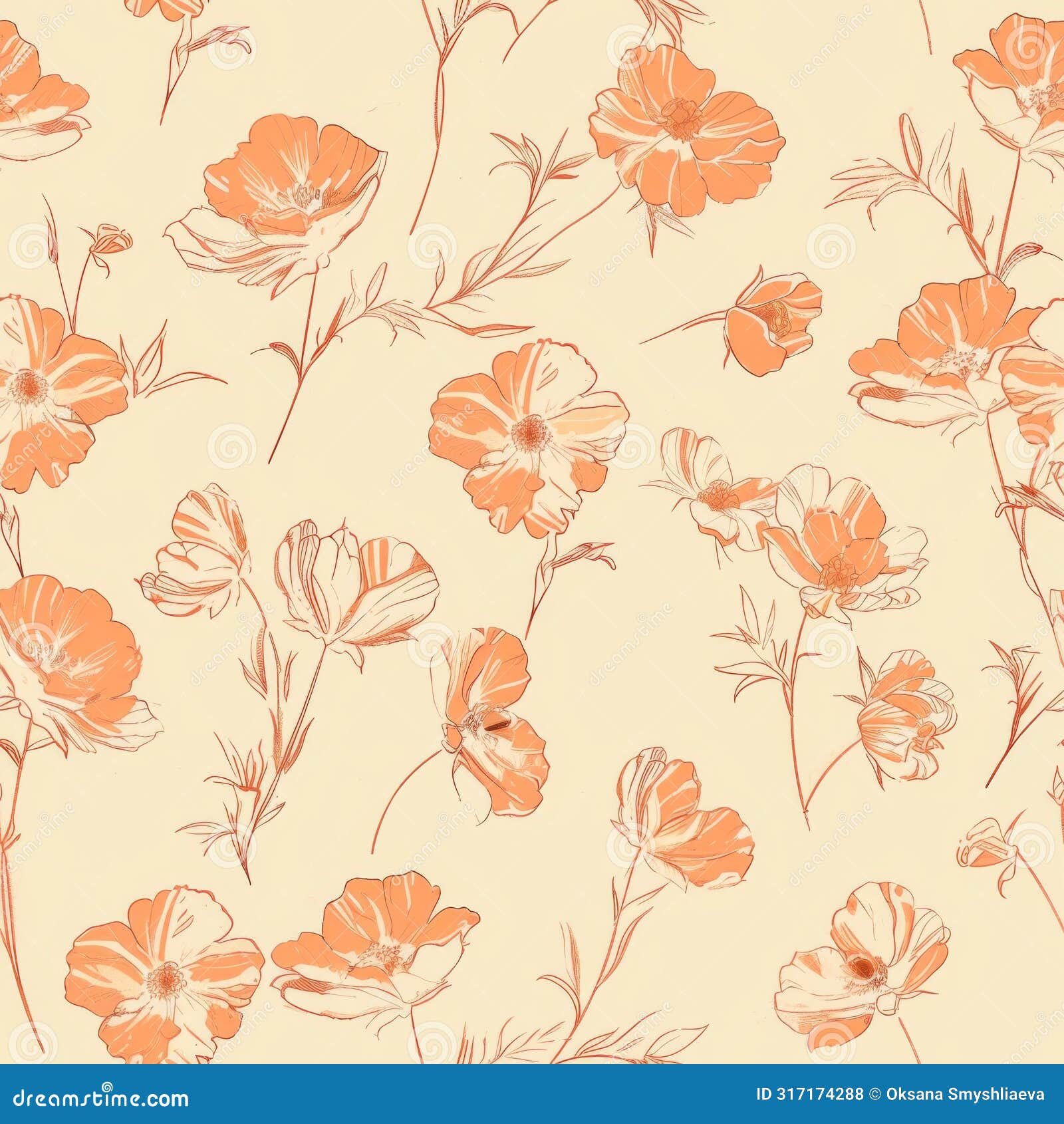 Vintage Orange Floral Pattern Background Illustration Stock Photo ...