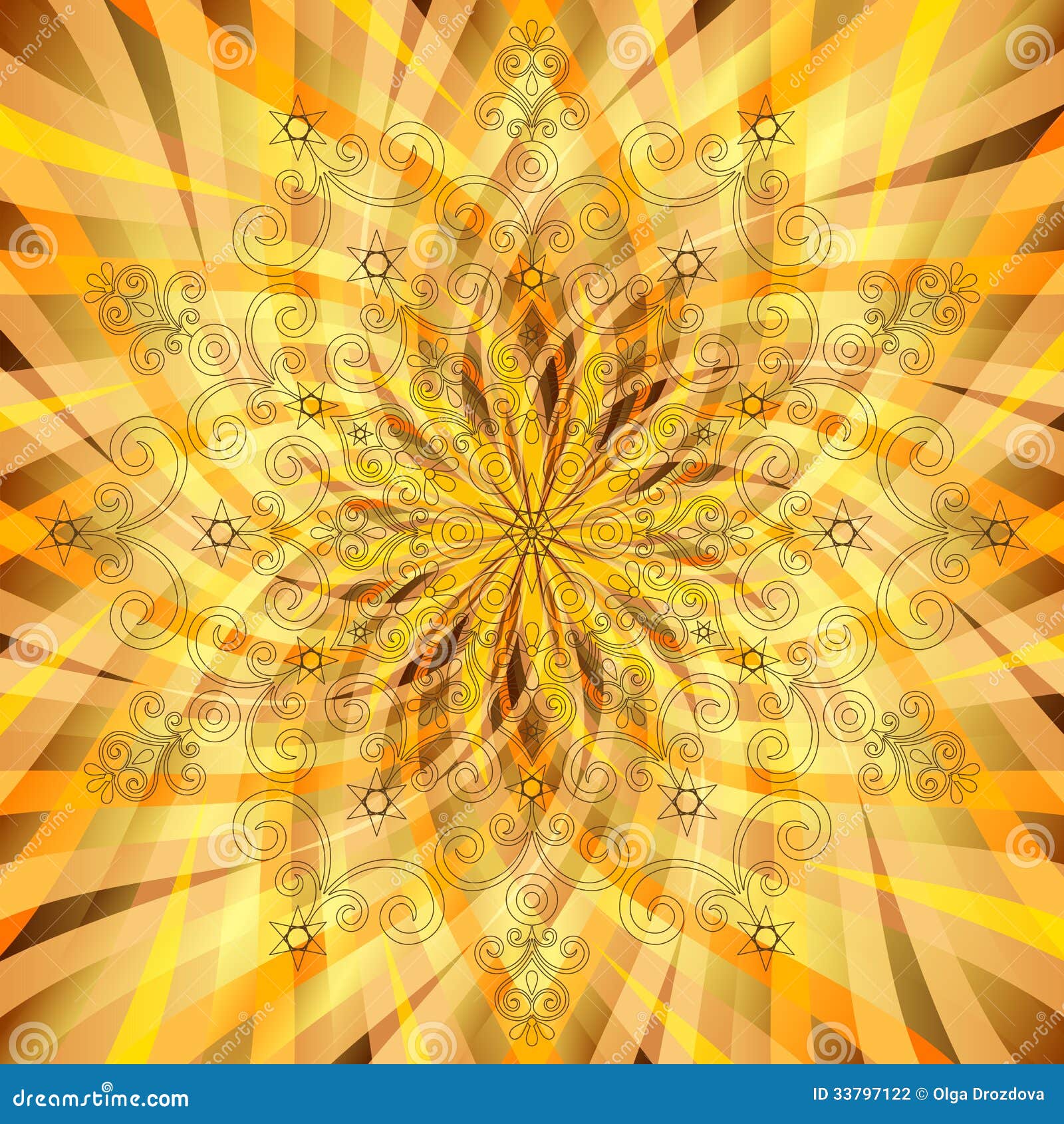 Vintage Orange-gold Pattern with Translucent Rays Stock Vector ...