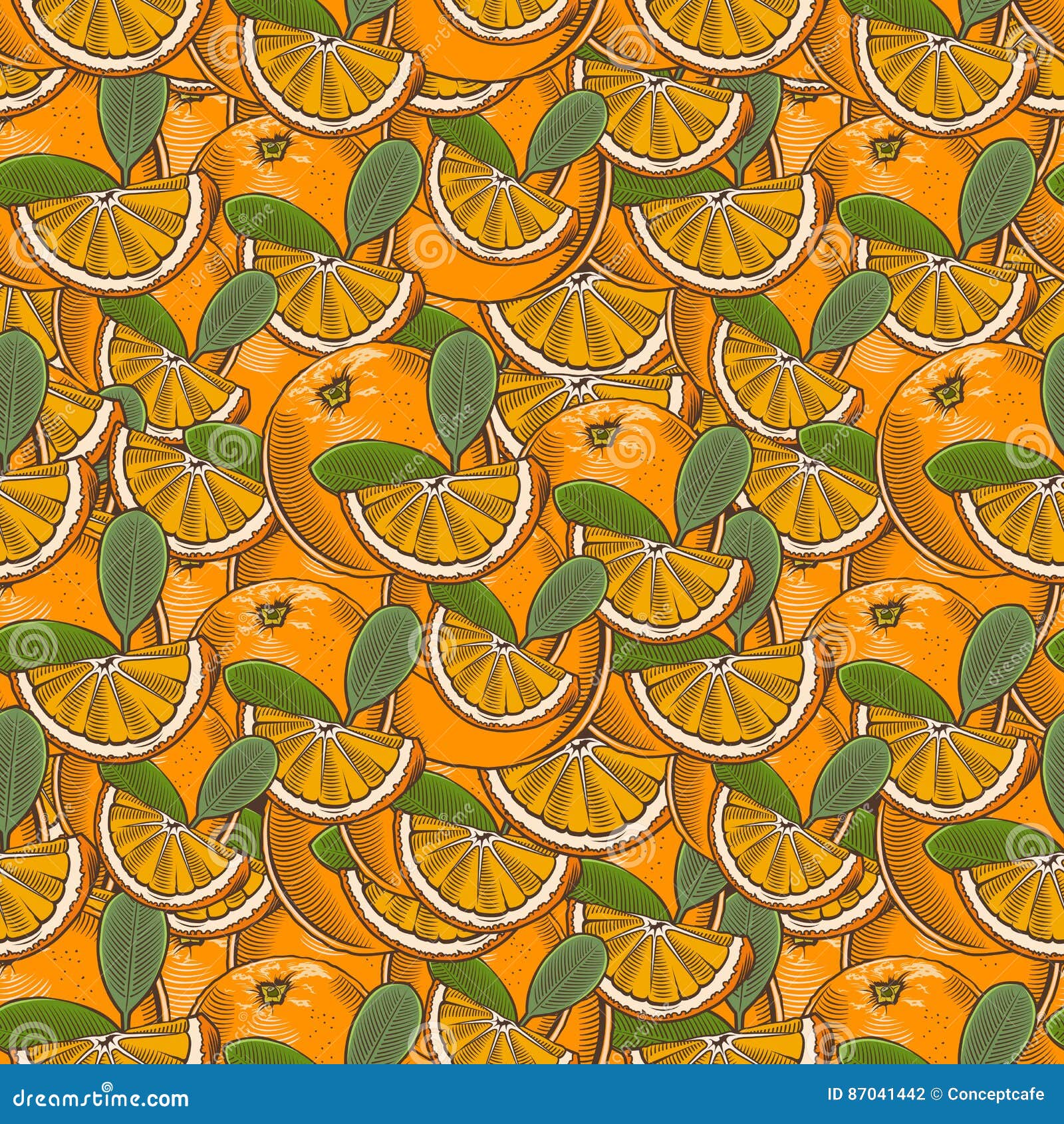 Vintage Orange Seamless Pattern Stock Vector - Illustration of food ...
