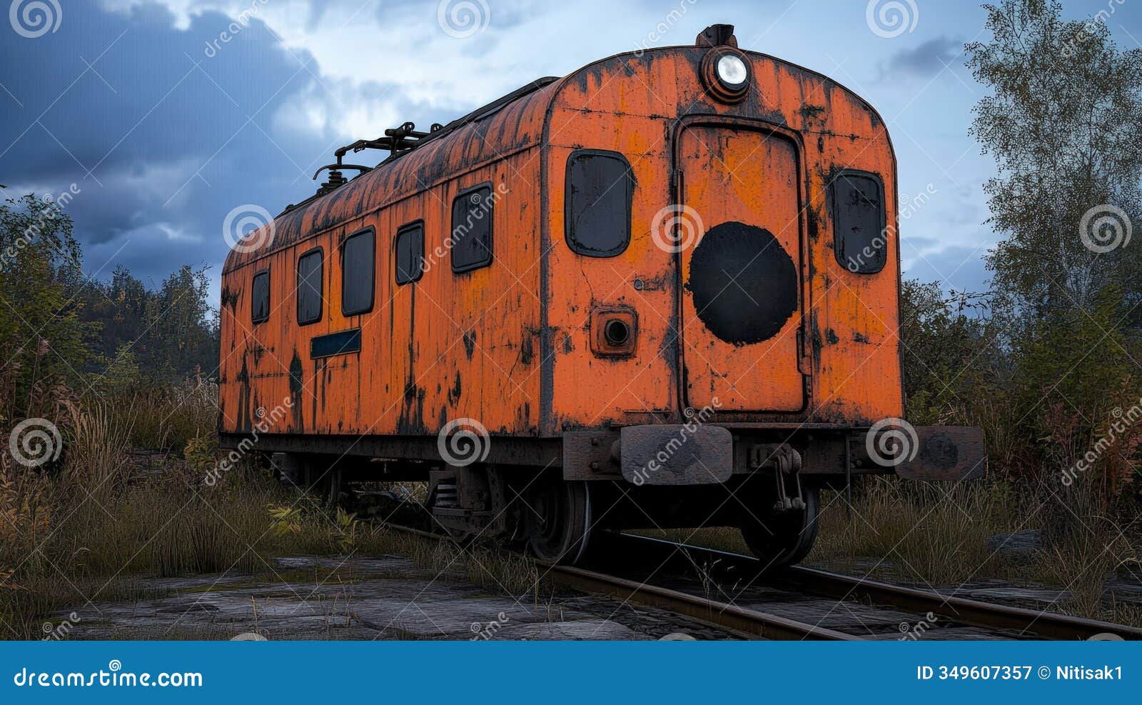 Orange Train And Railway Icon Isolated On Green Background. Public ...
