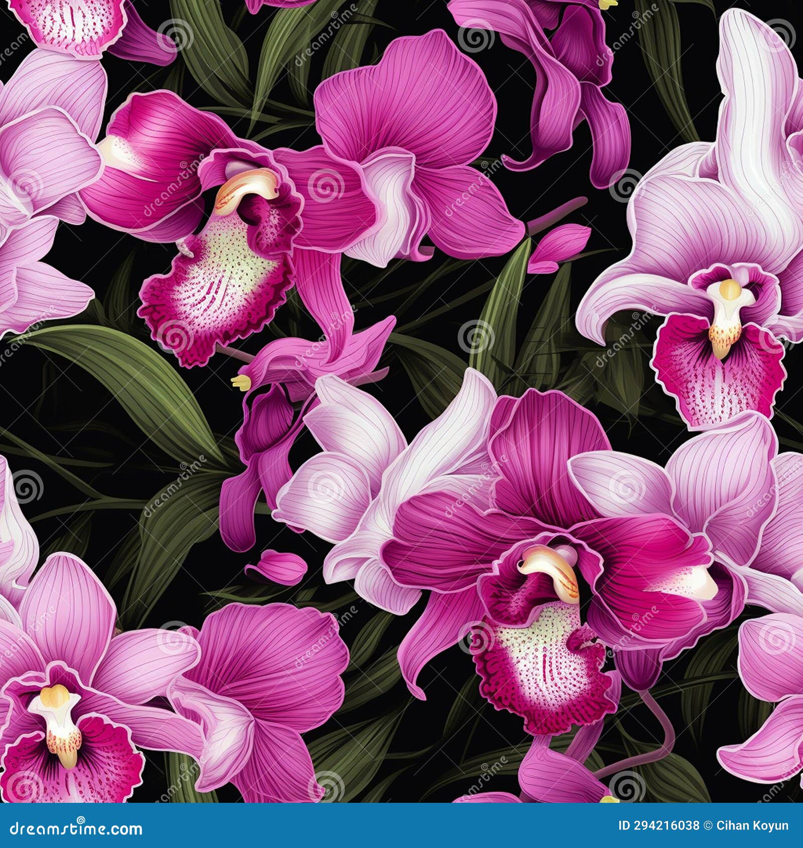 Abstract Orchid Pattern for Bus Stop Ad Stock Illustration ...