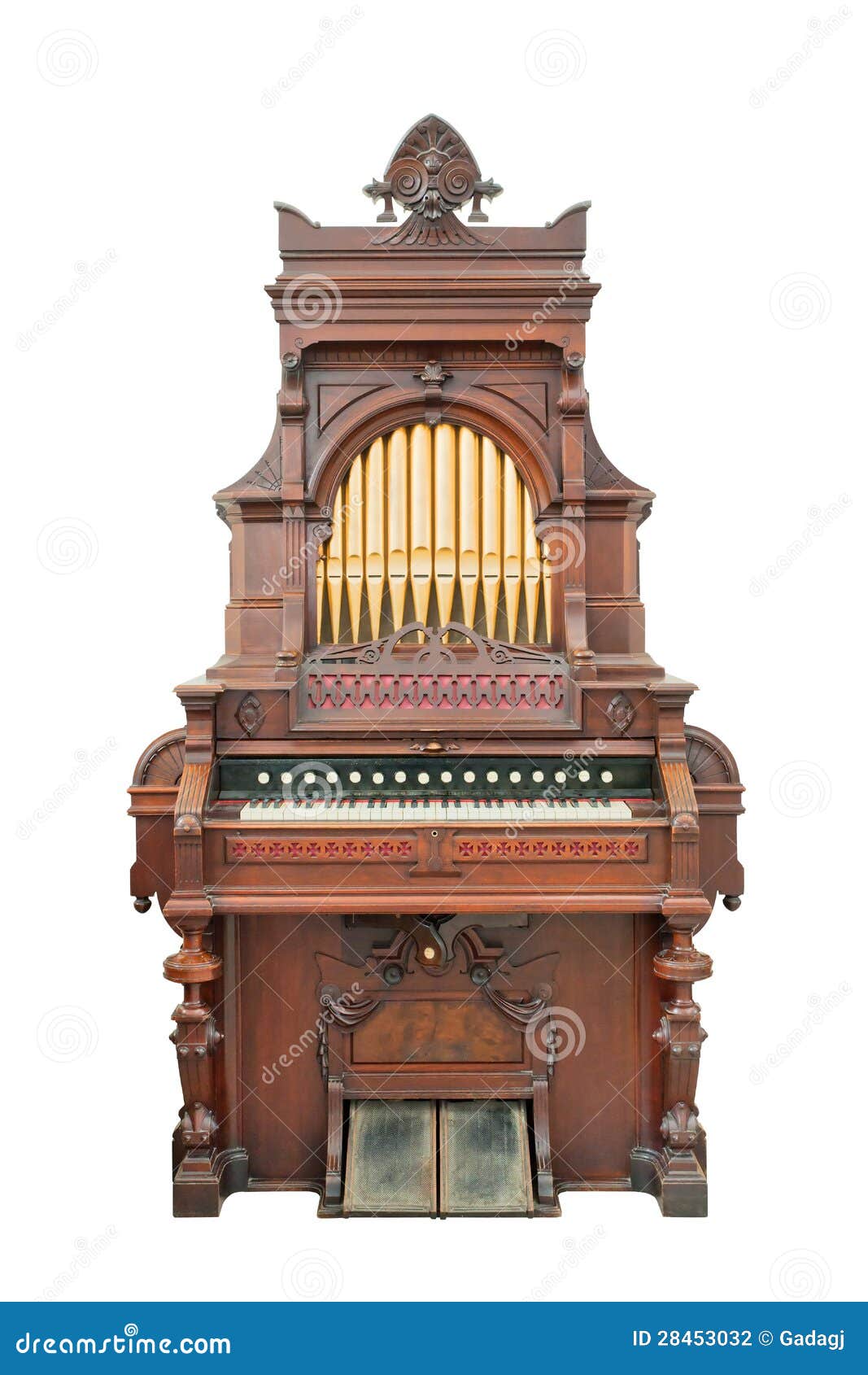Vintage Organ Isolated with Clipping Path. Stock Photo - Image of ...