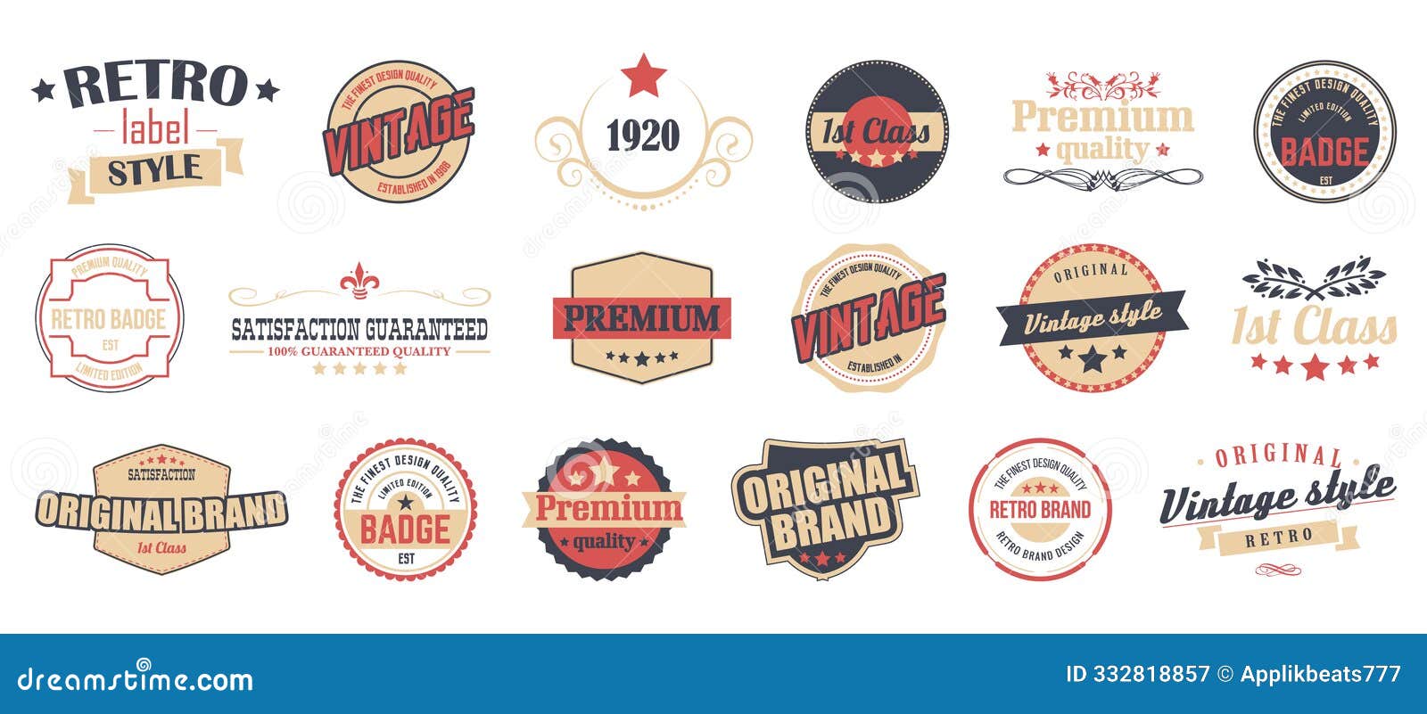Vintage Original Badges Collection. Set of Retro Label Stock Vector ...
