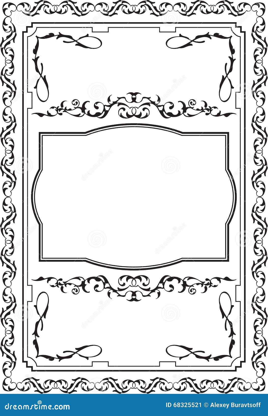 The Vintage Ornate Art Greeting Frame Stock Vector - Illustration of ...