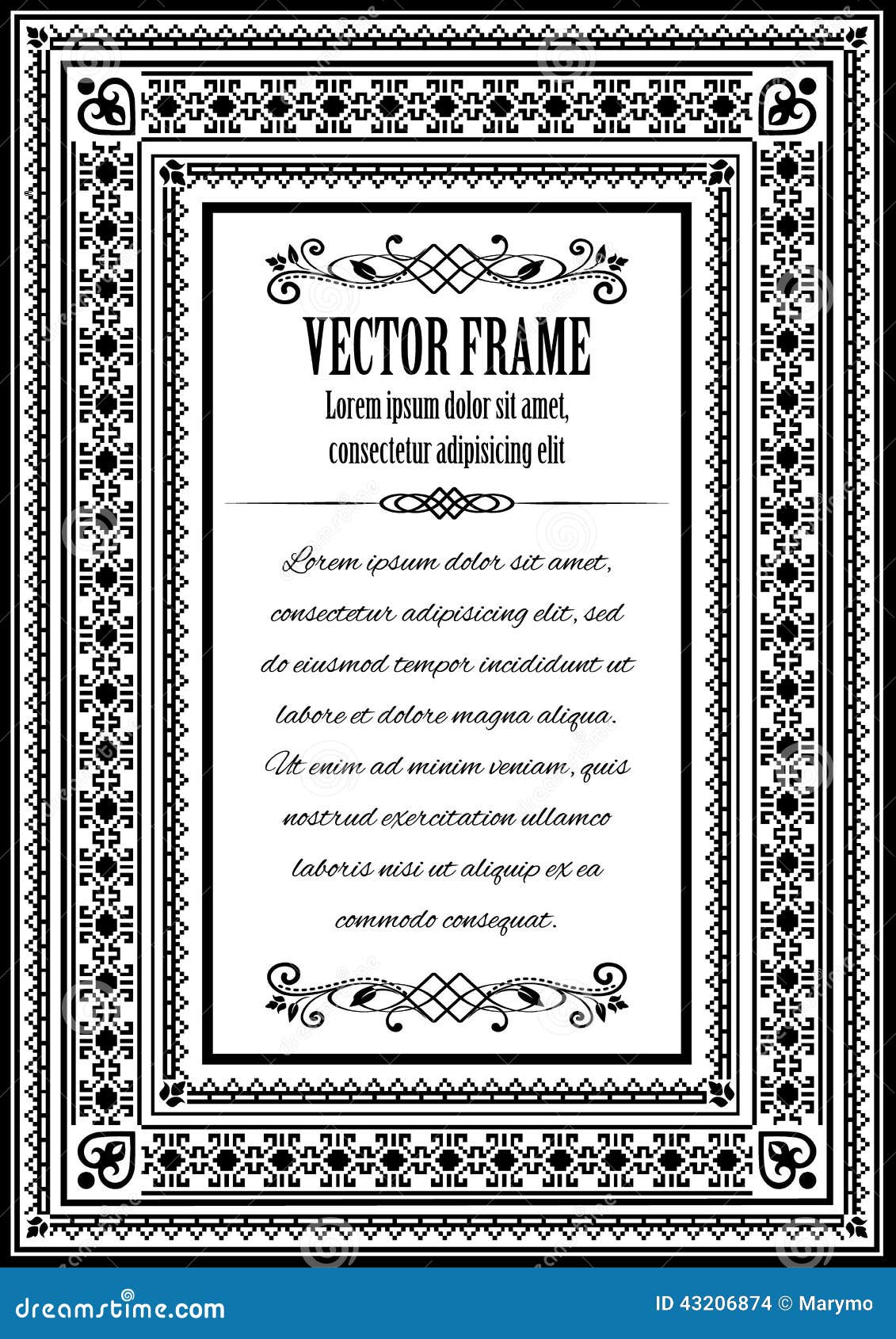 Vintage Ornate Frame with Sample Text Stock Vector - Illustration of ...