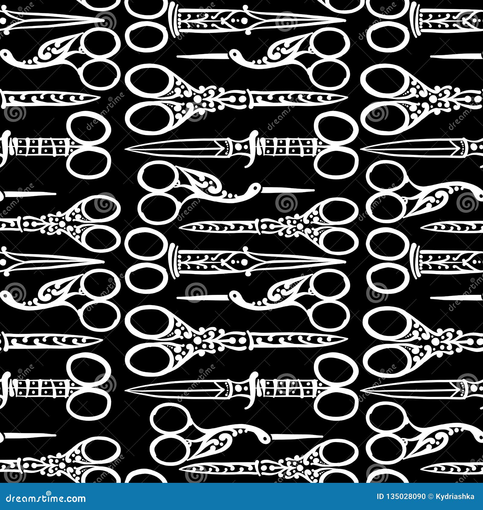 Vintage Ornate Scissors, Sketch for Your Design Stock Vector ...