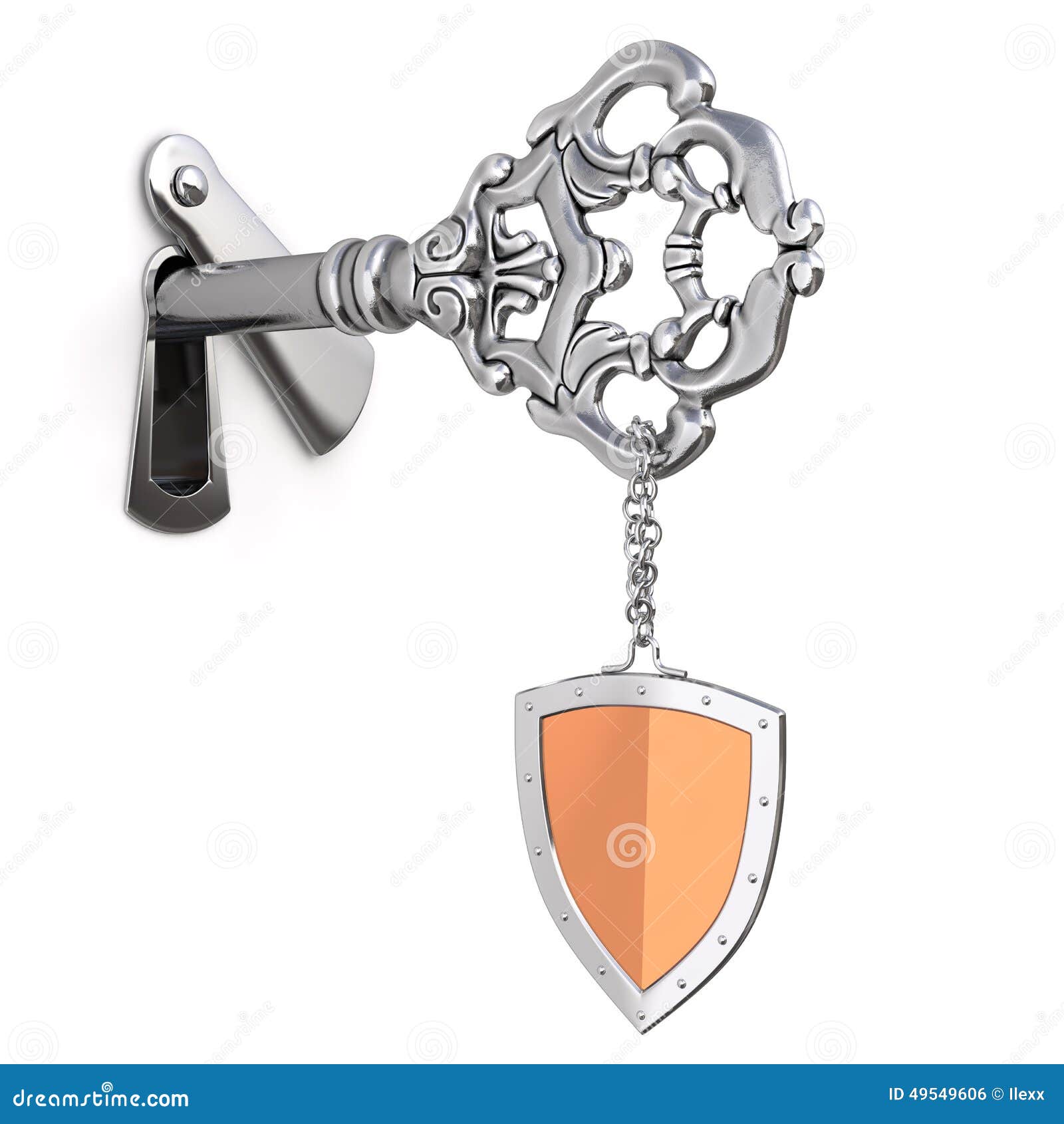 Vintage ornate silver key stock illustration. Illustration of security ...