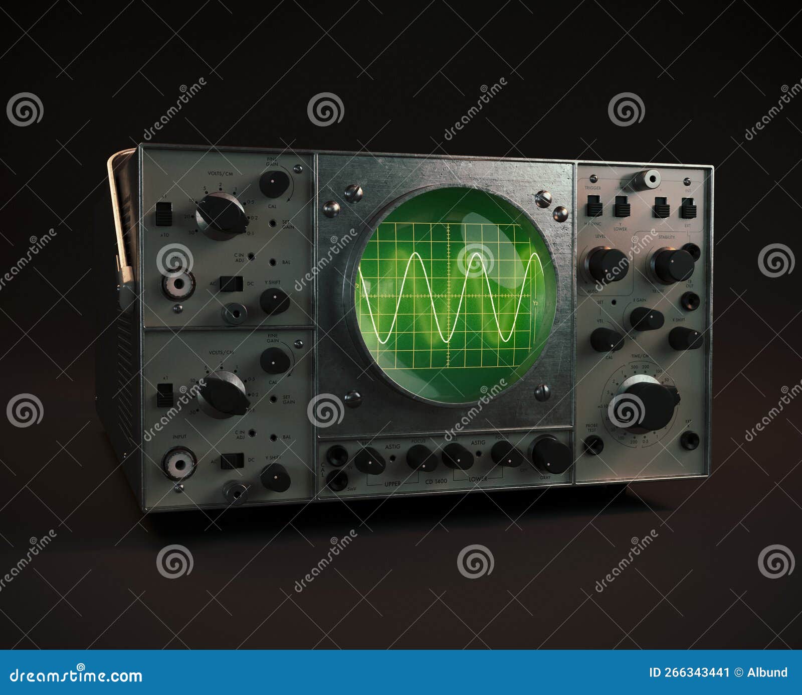 Vintage Oscilloscope Machine Stock Image - Image of classic, electronic ...