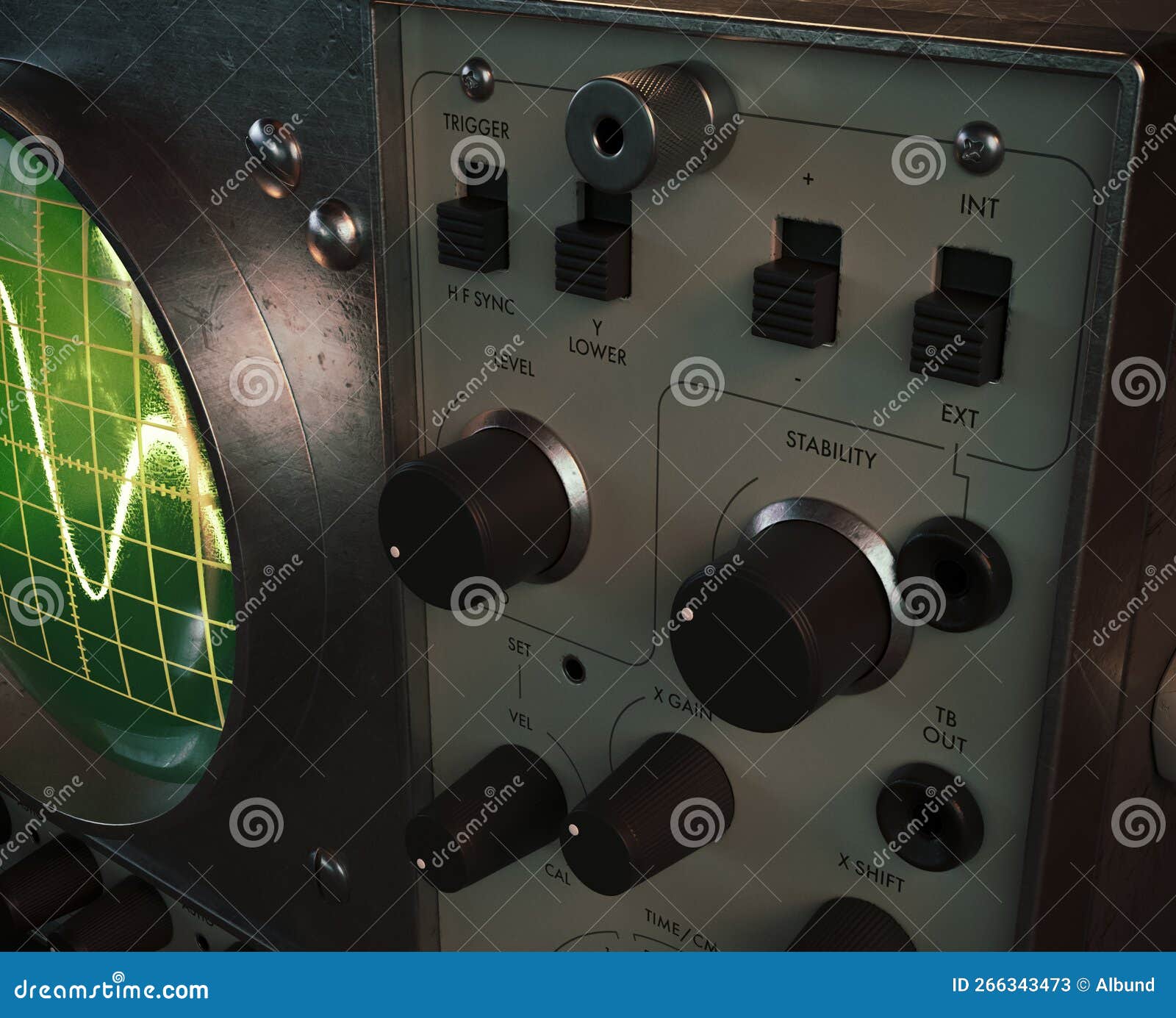Vintage Oscilloscope Machine Stock Image - Image of screen, display ...