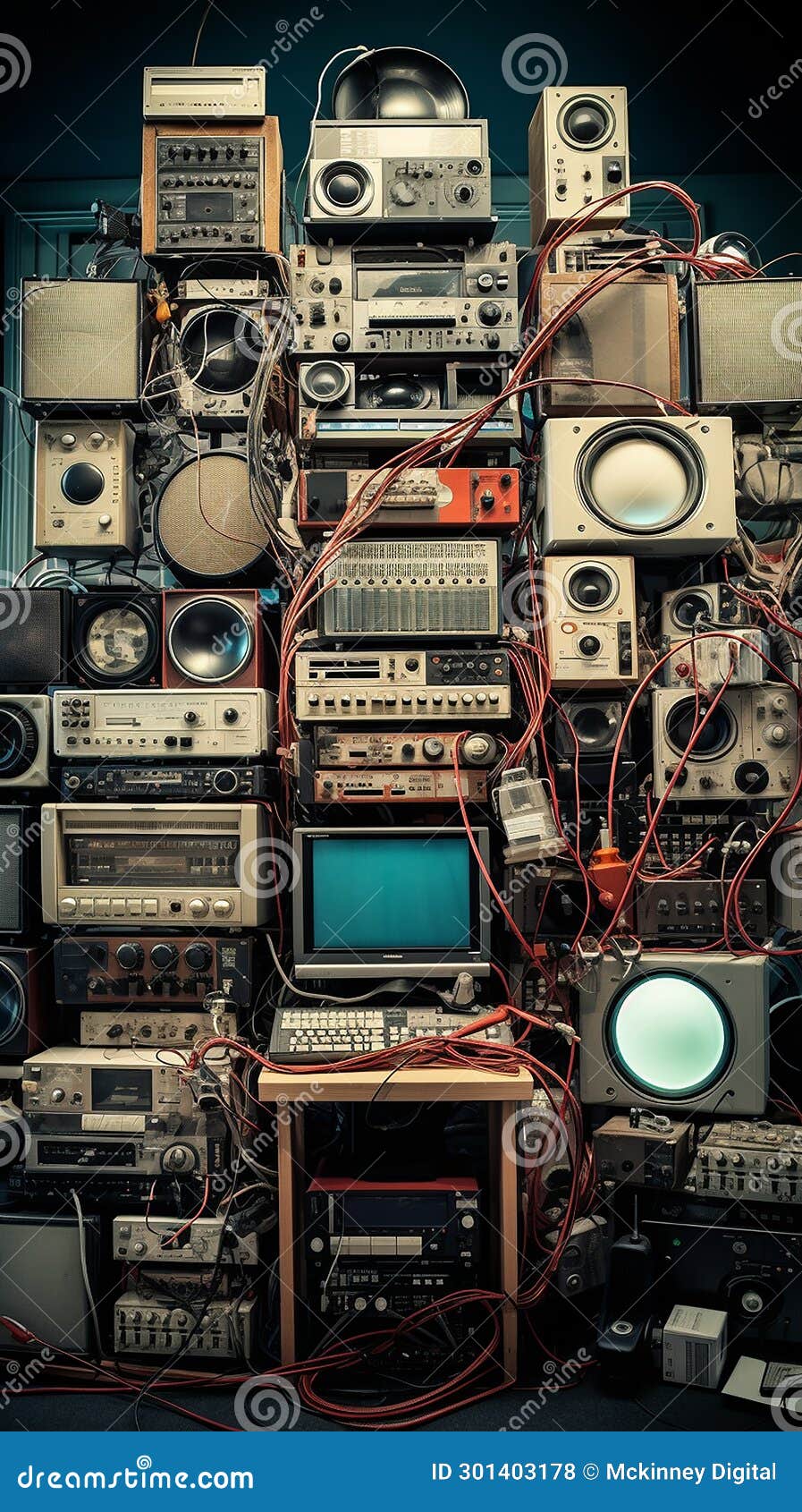 Vintage, Outdated Electronics in Pieces in Large Amounts. Stock ...