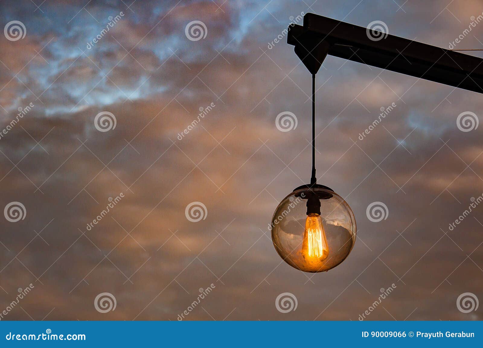 Vintage Outdoor Lamp Lighting Up Stock Photo - Image of dark, night ...