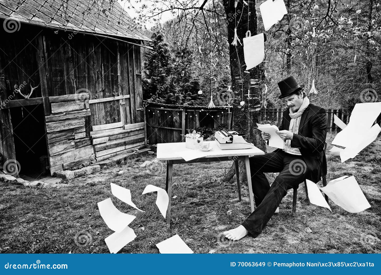 Vintage Outdoor Writer stock image. Image of male, writer - 70063649