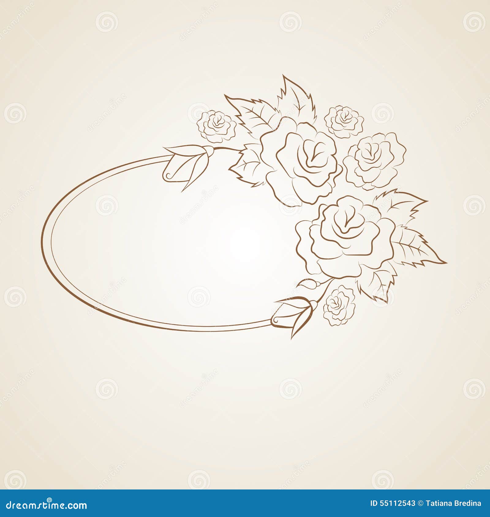 Vintage Oval Frame with Roses and Space for You Stock Vector ...