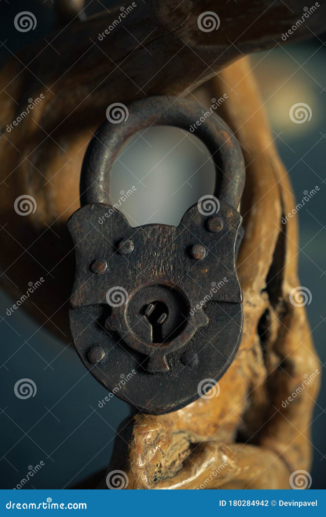 Vintage Padlock is Located on the Branches of a Decorative Tree Stock ...