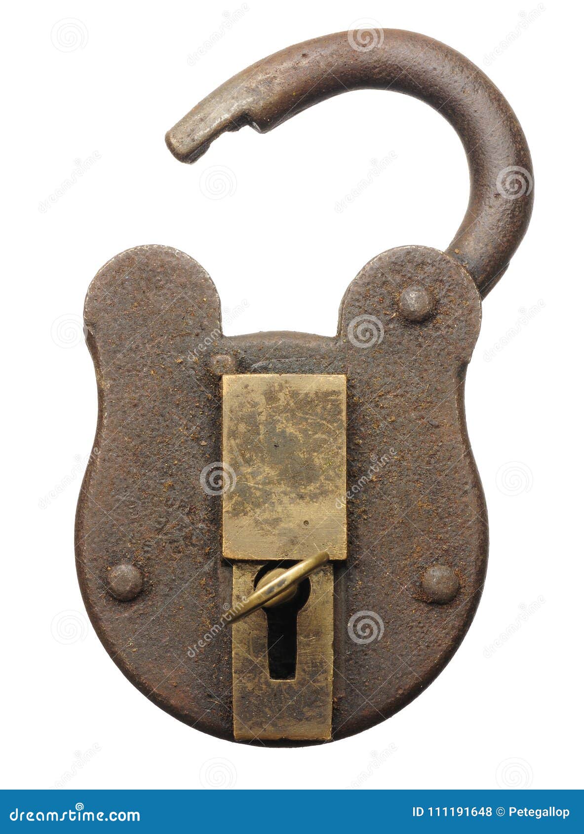 Antique Padlock Opened with Key Isolated on White Stock Photo - Image ...