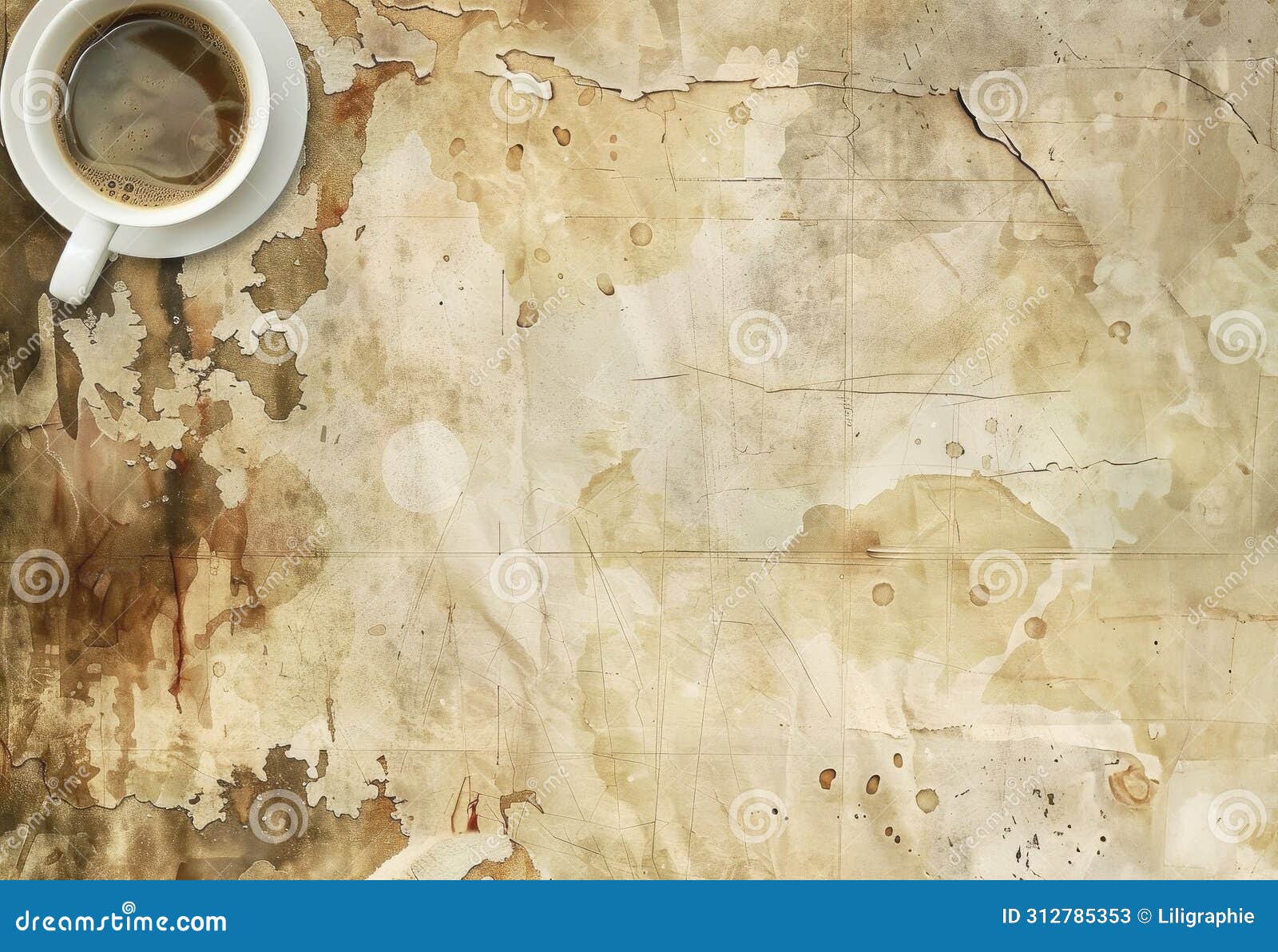 Vintage Paper Background with Coffee Cup Stains. Antique Document ...
