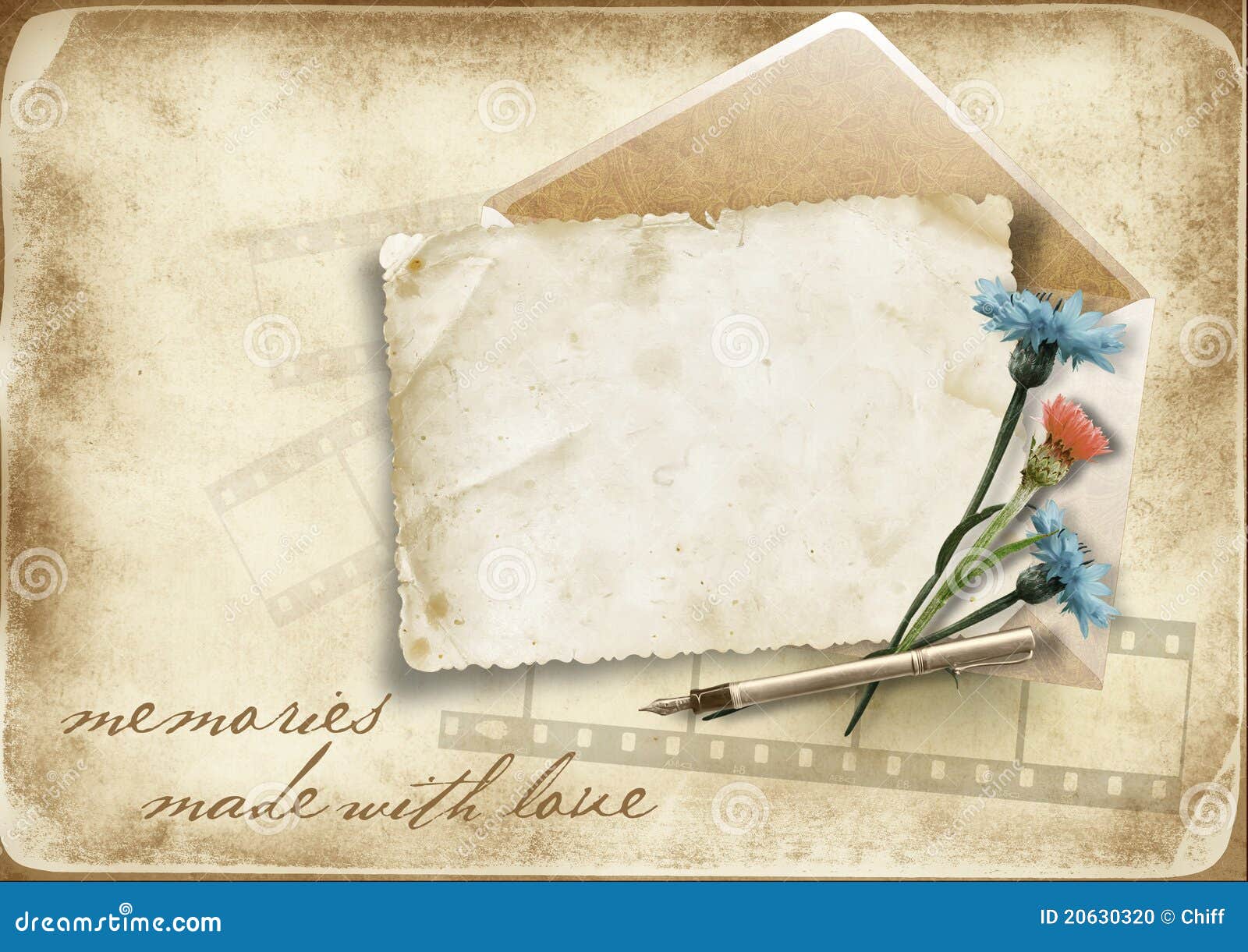 Vintage Paper Background with Old Card and Cornflo Stock Photo - Image ...