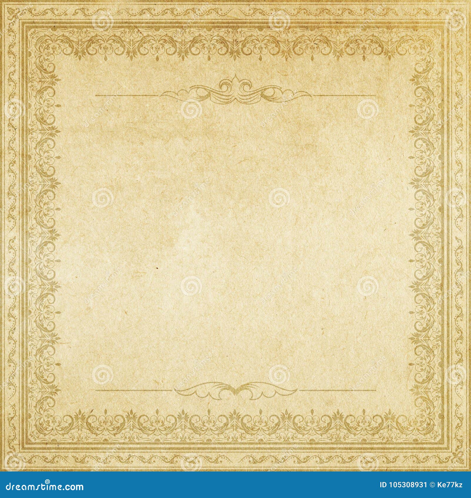 Vintage Paper with Decorative Border. Stock Image - Image of aging ...