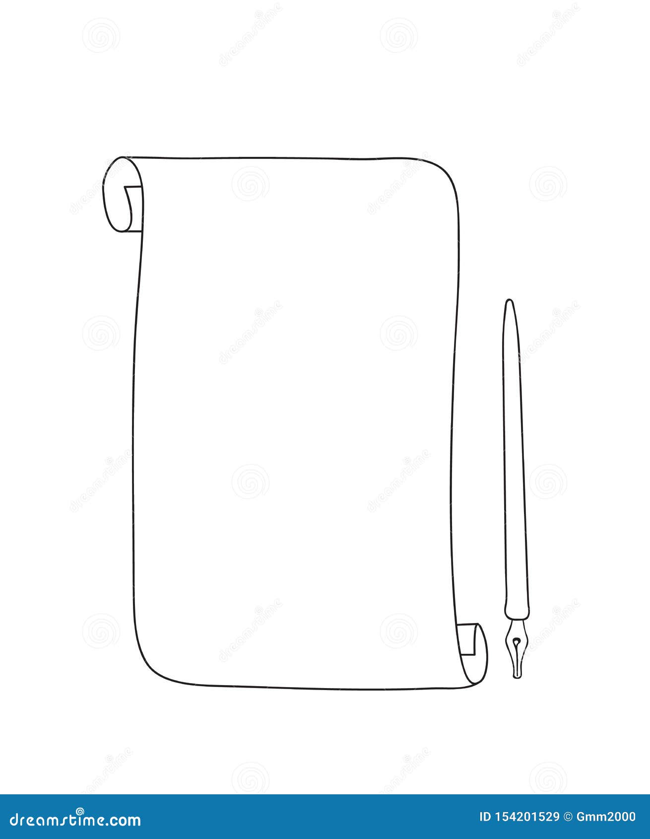 Vintage Paper and Dip Tip Pen Vector Hand Drawn Line Art Illustration ...