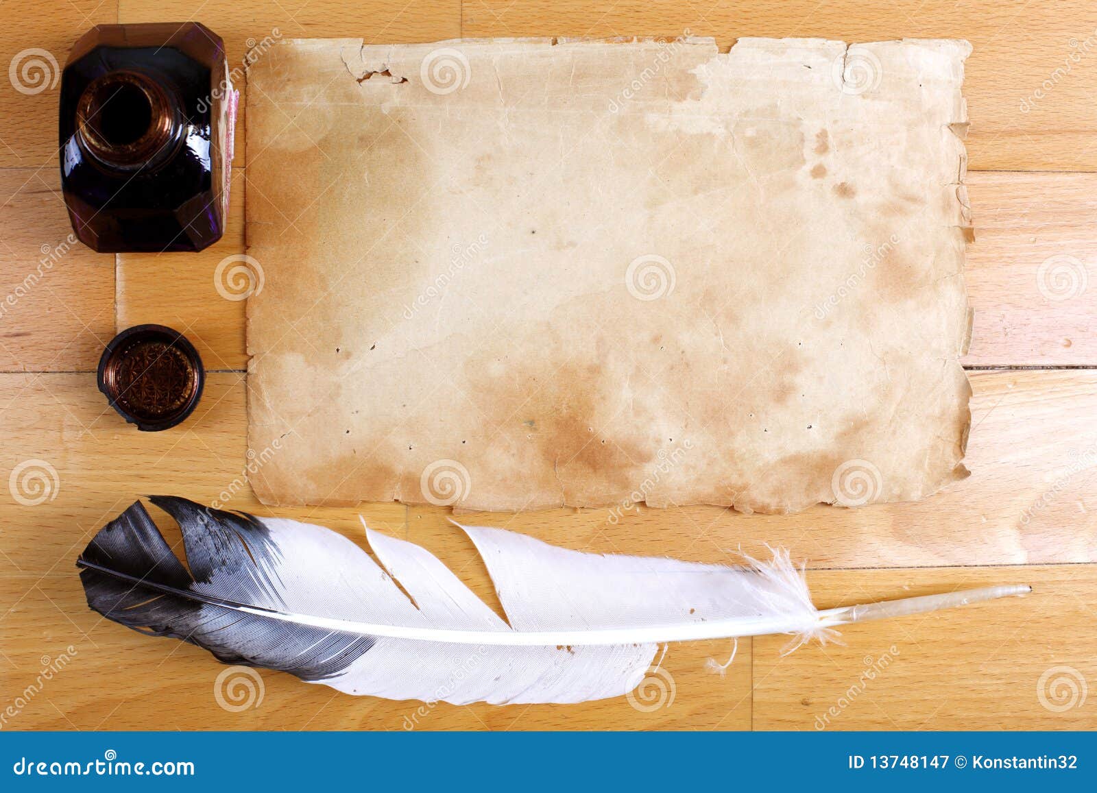 Vintage Paper with Feather Pen Stock Image - Image of notebook, damage ...