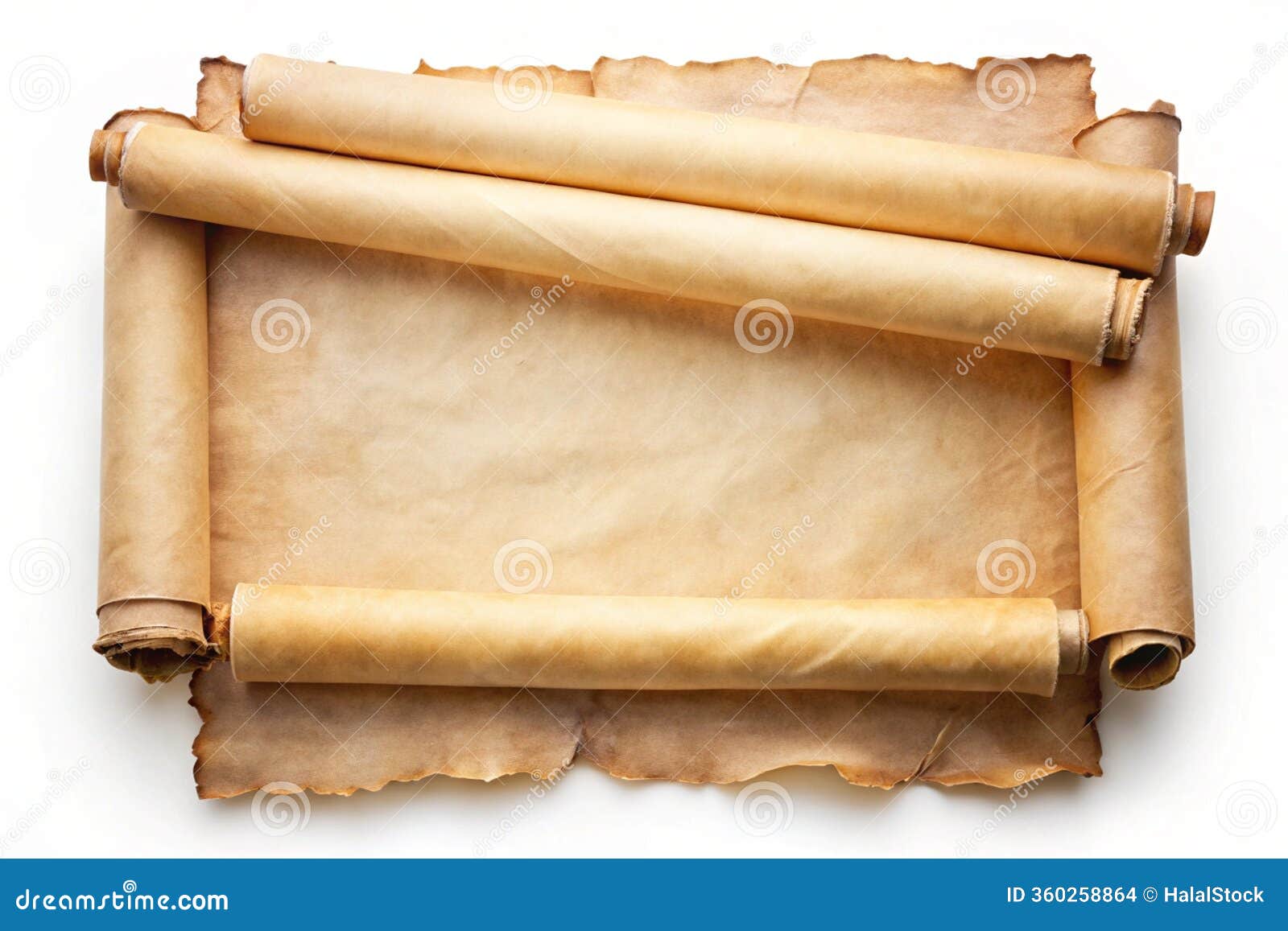 Vintage Paper or Parchment Scrolls Set Isolated on White Stock ...