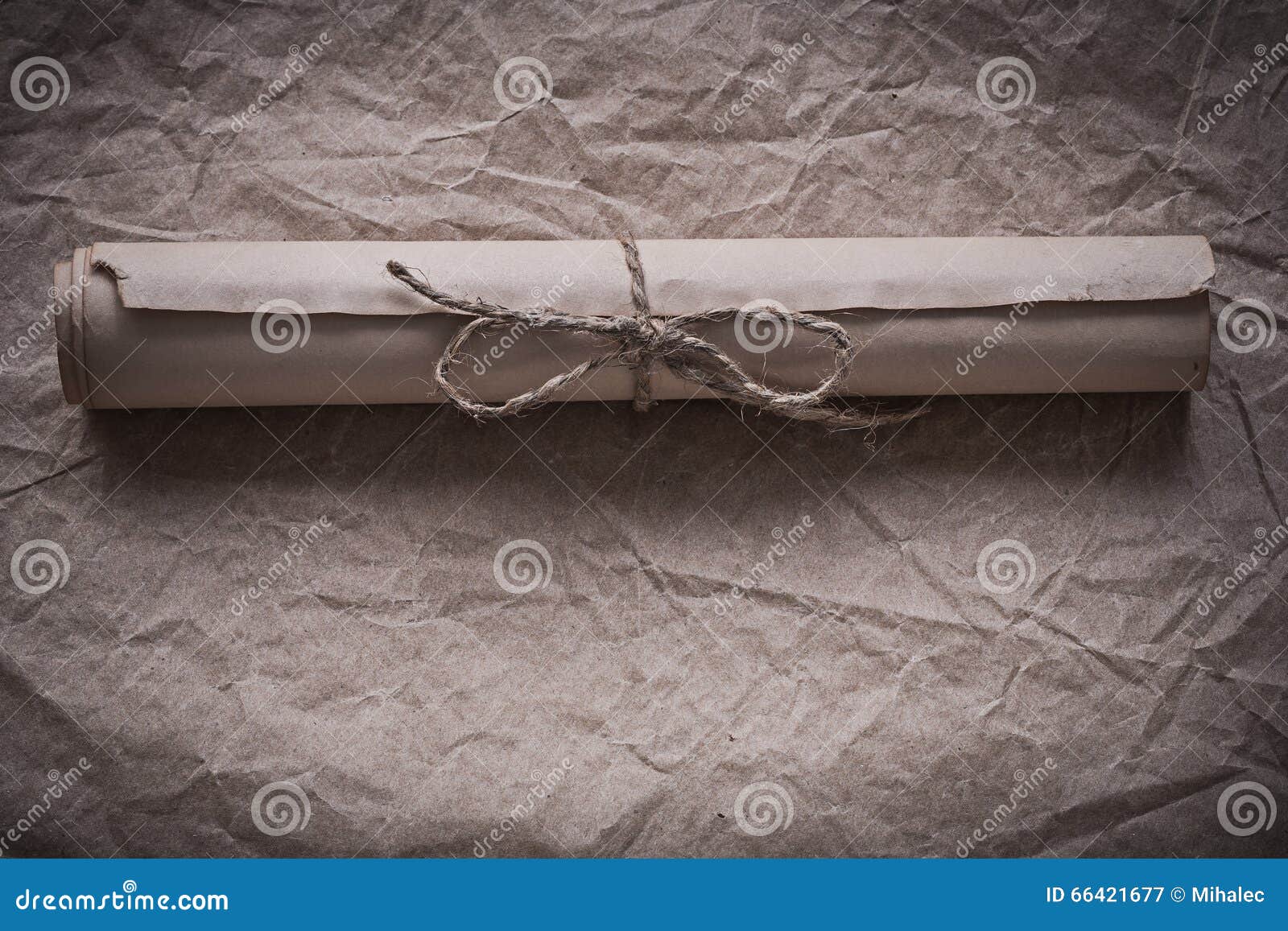 Vintage Paper Scroll on Crumpled Wrapping Sheet Stock Image - Image of ...