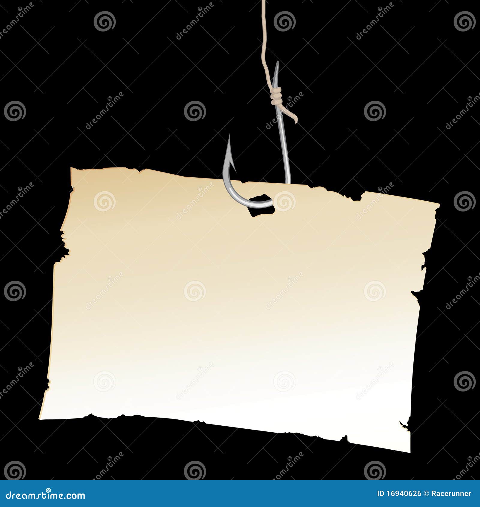 Vintage Paper Sheet on Fishing Hook. Stock Vector - Illustration of ...