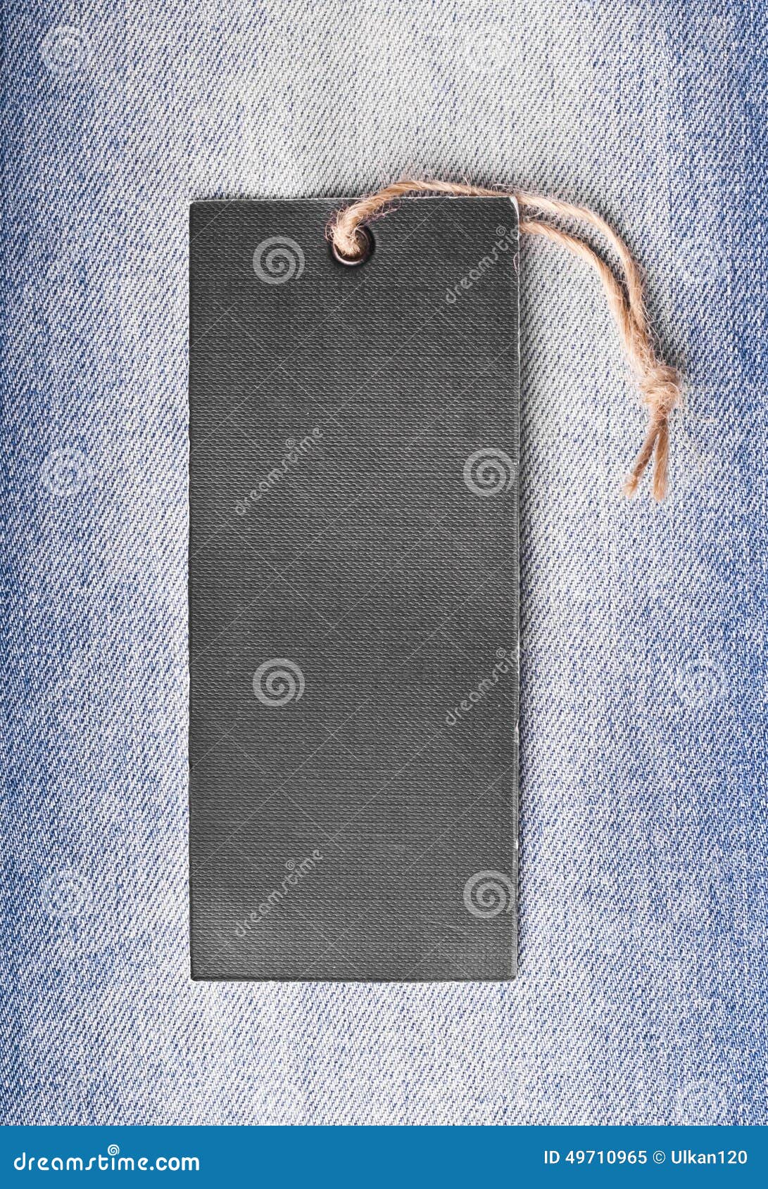 Vintage Paper Tag on Blue Denim Stock Image - Image of frame, message ...