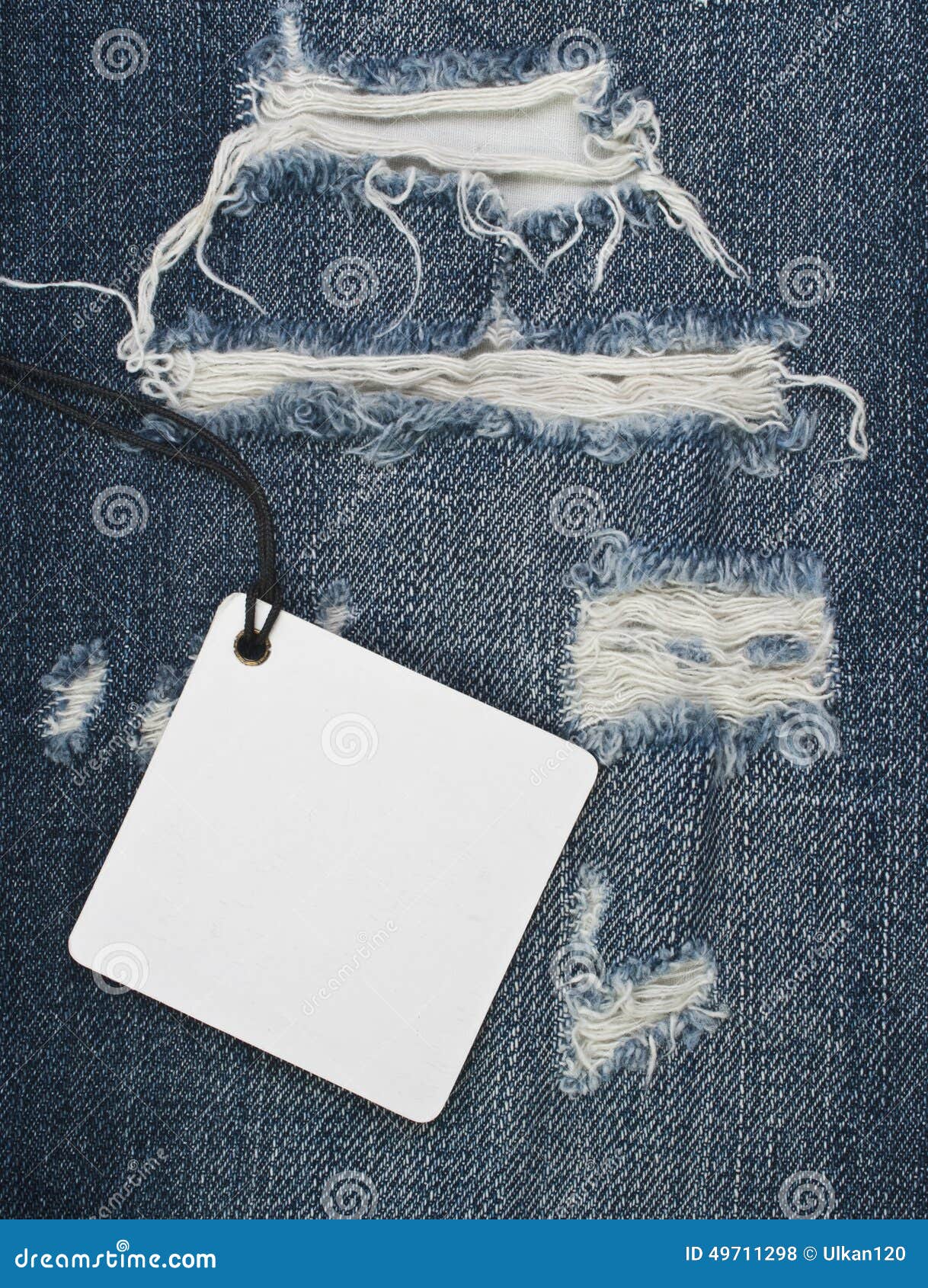 Vintage Paper Tag on Blue Denim Stock Photo - Image of border, classic ...