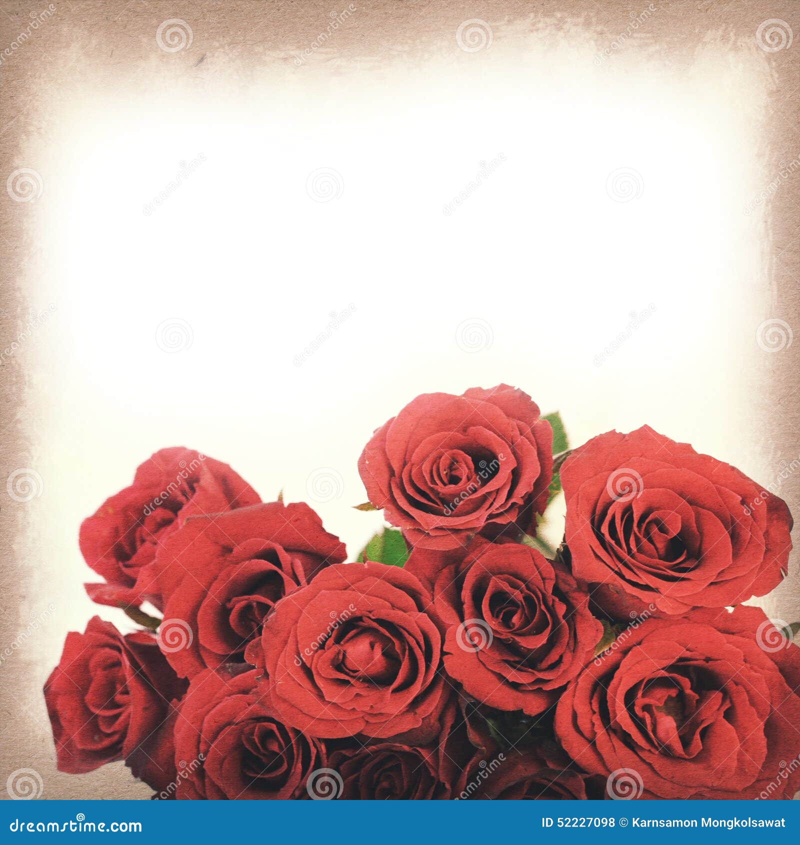 Vintage Paper Texture, Red Roses Bouquet for Background Stock Photo ...
